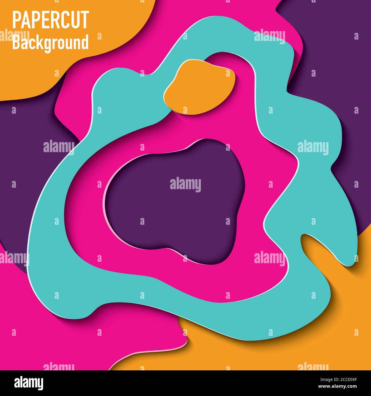 Paper cut out background with 3d effect, carving art, vector ...