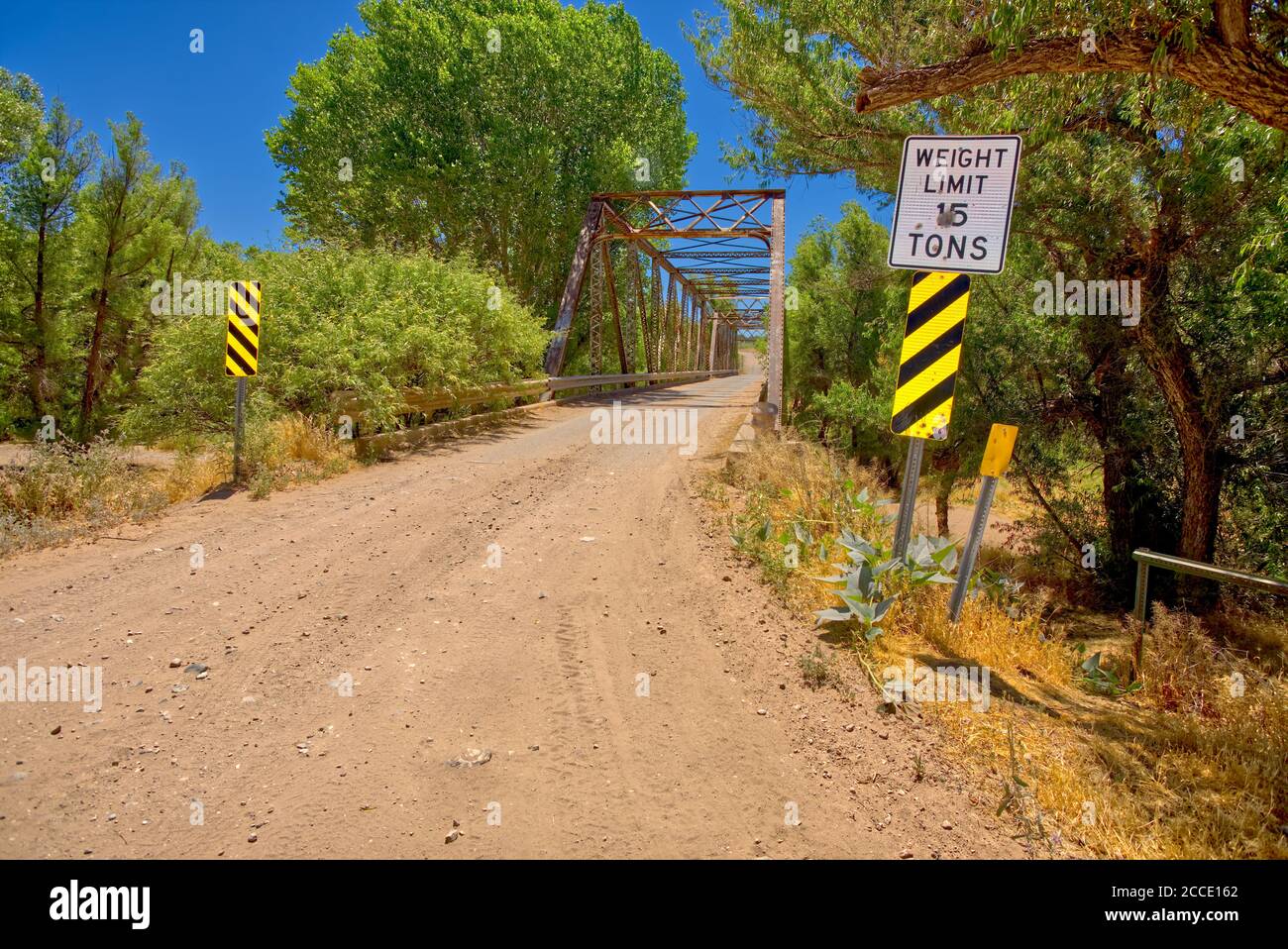 The historic bridge in Perkinsville Arizona that crosses the Verde ...