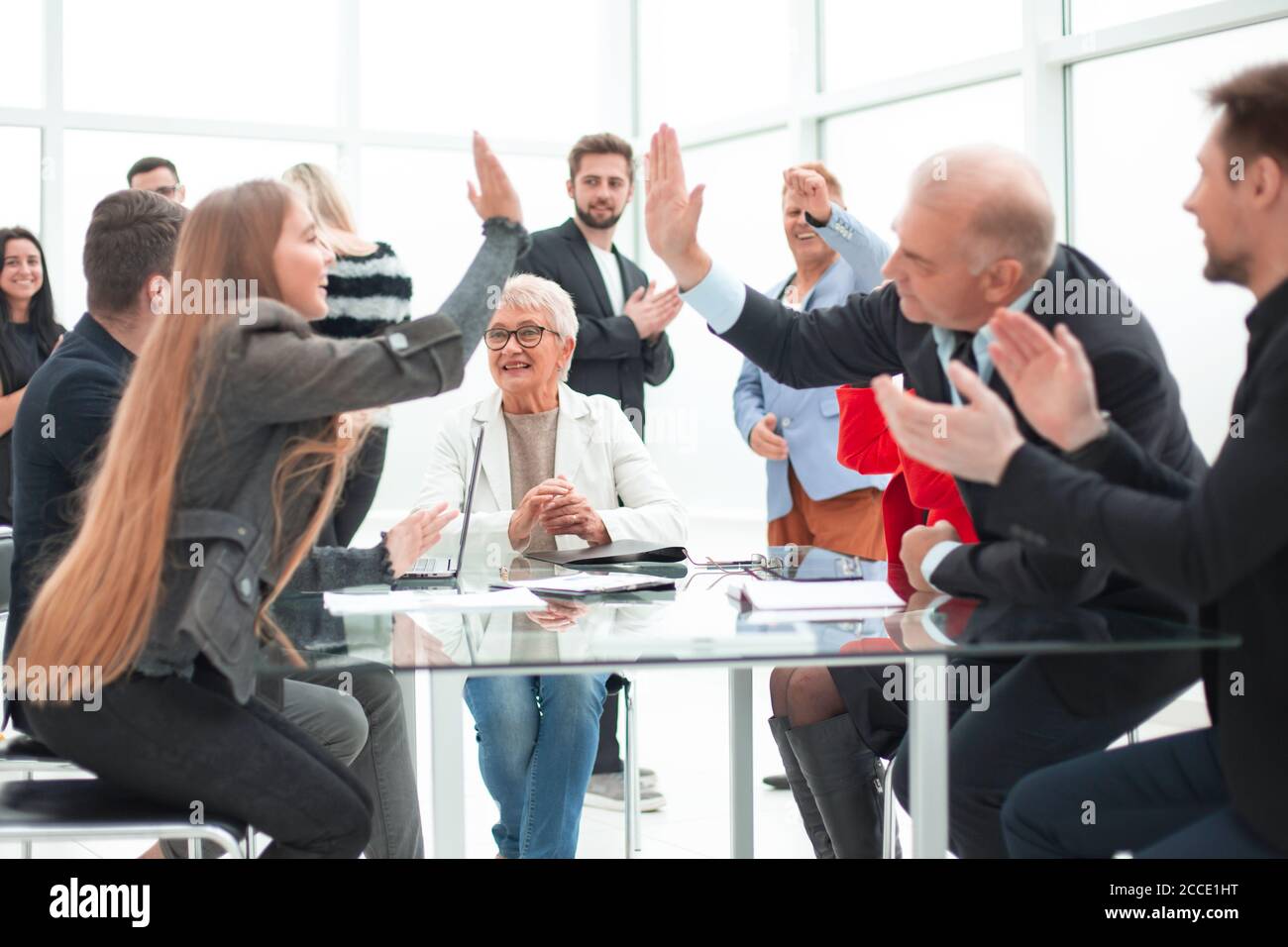 Teamwork Power Successful Meeting Workplace Concept Stock Photo - Alamy