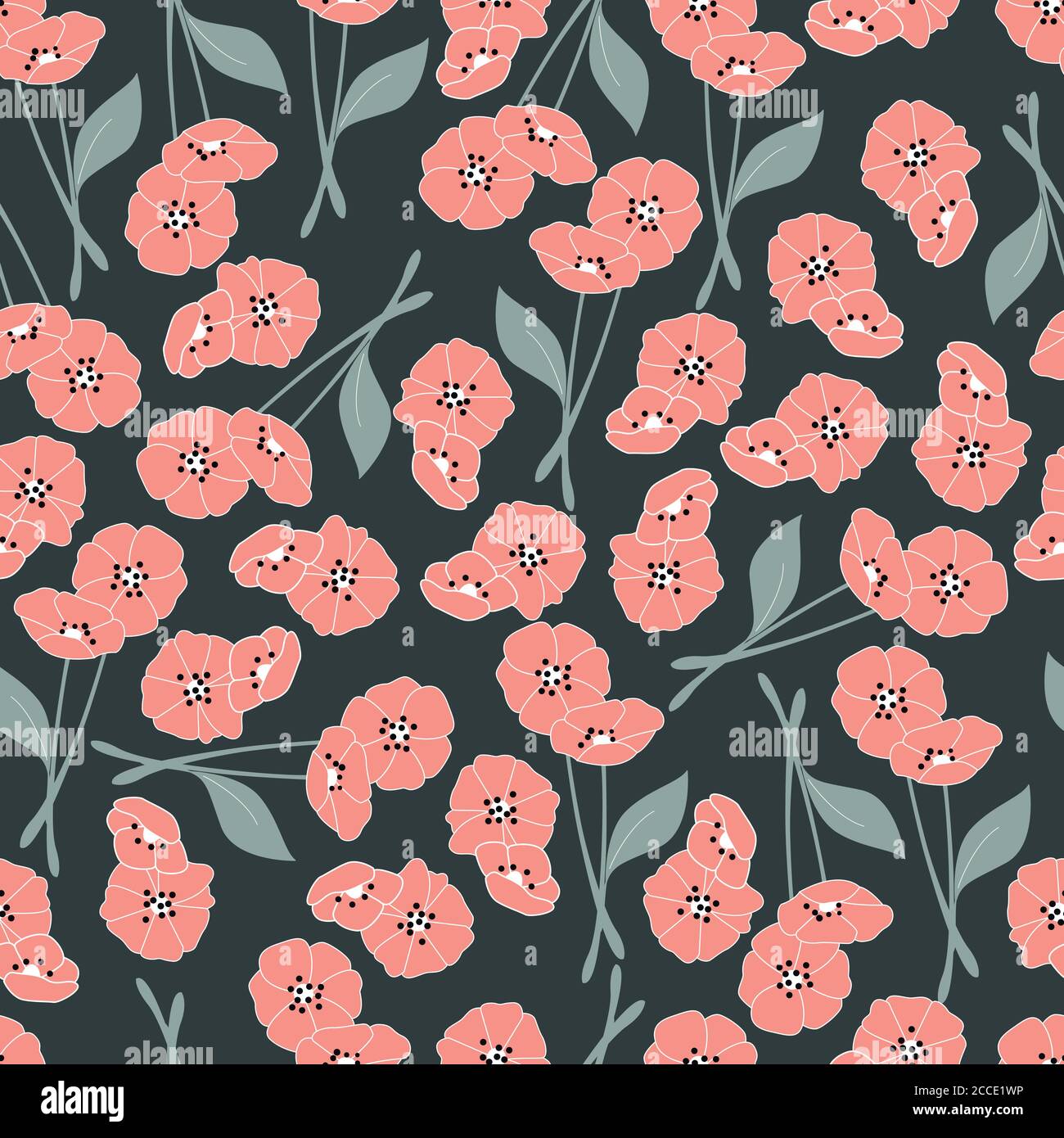 Seamless pattern with flowers and floral elements, nature life, vector ...
