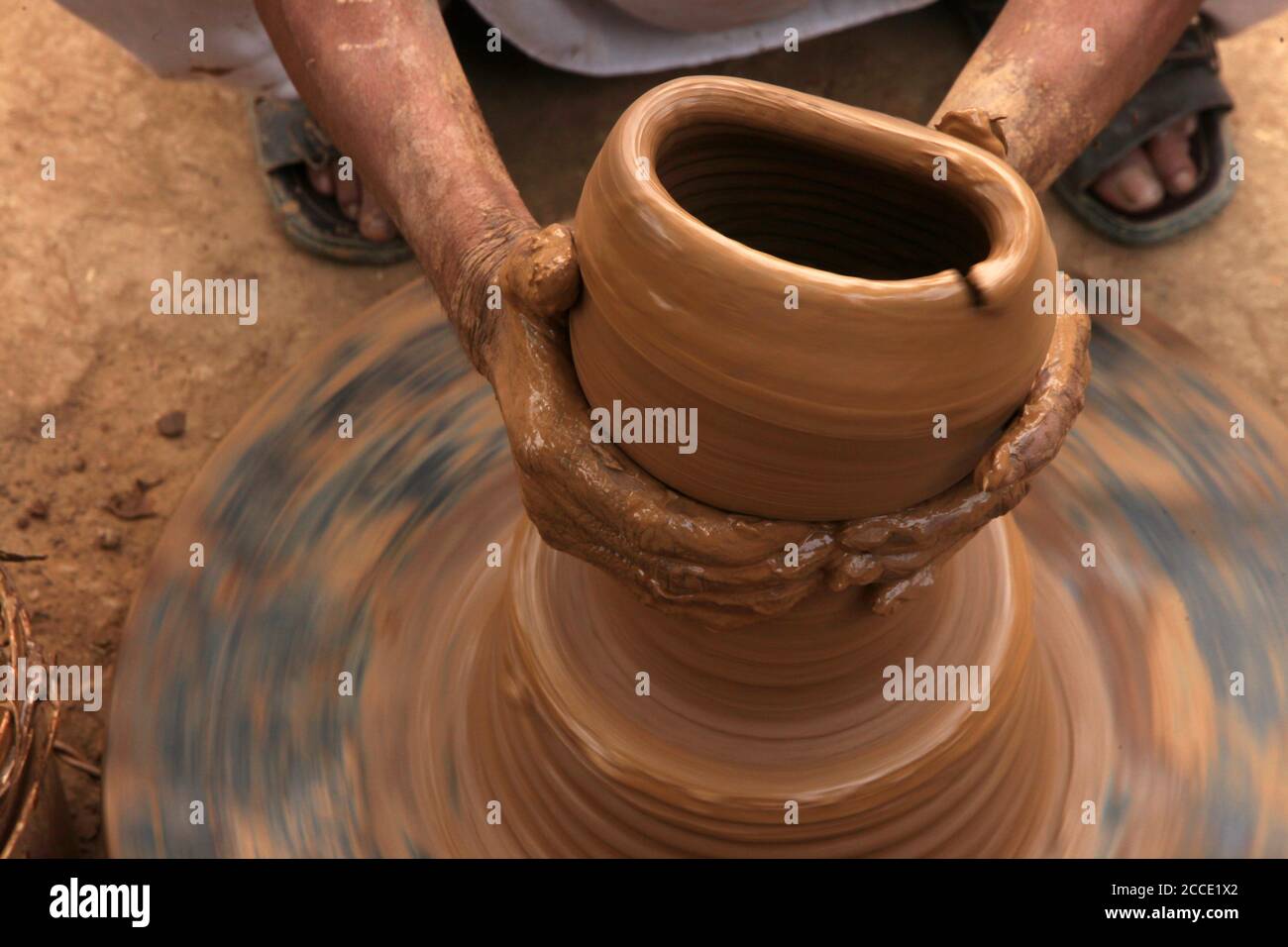 Clay Potter, Making Clay Pot, Indian Potter, Master at the potter's ...