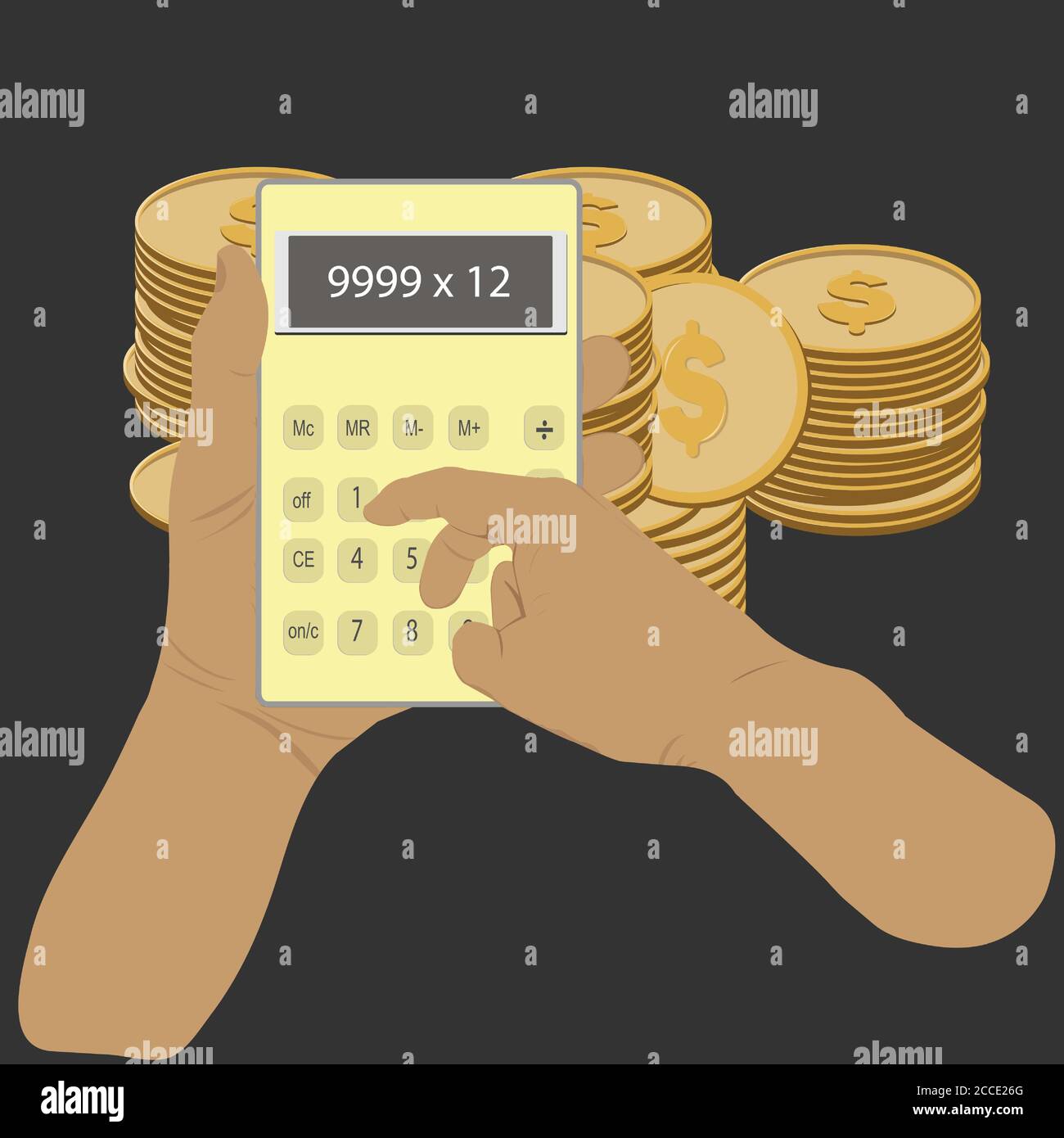 hand hold Calculator with coin background, concept to calculate the ...