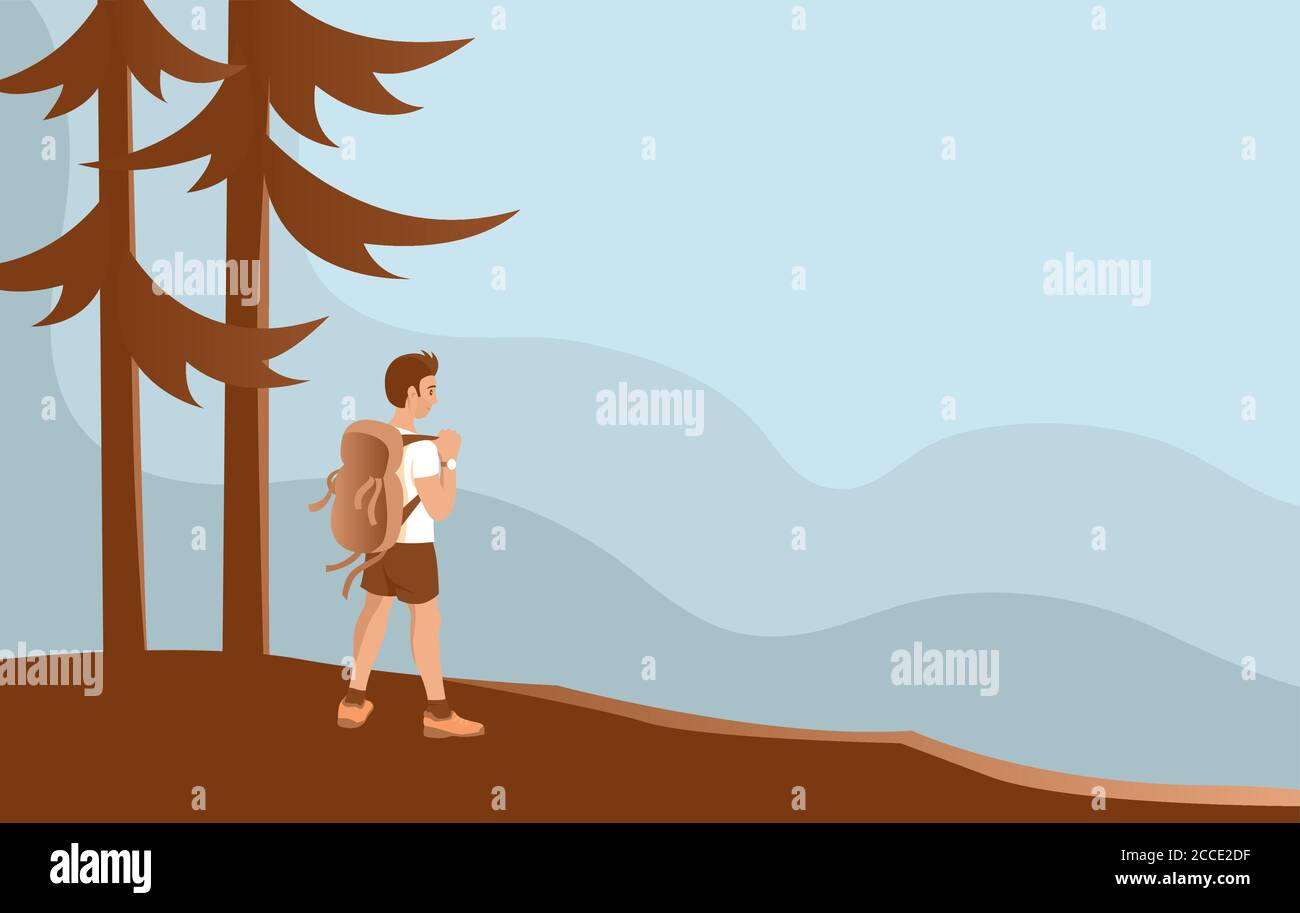 Male traveler in backpack Stock Vector Images - Alamy