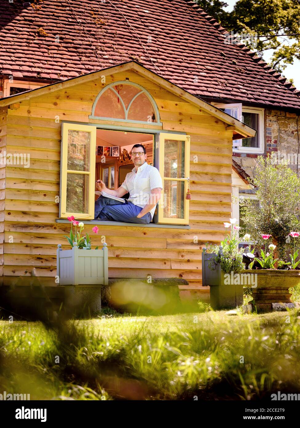 Novelist Damian Dibben and his garden studio where he works from in ...