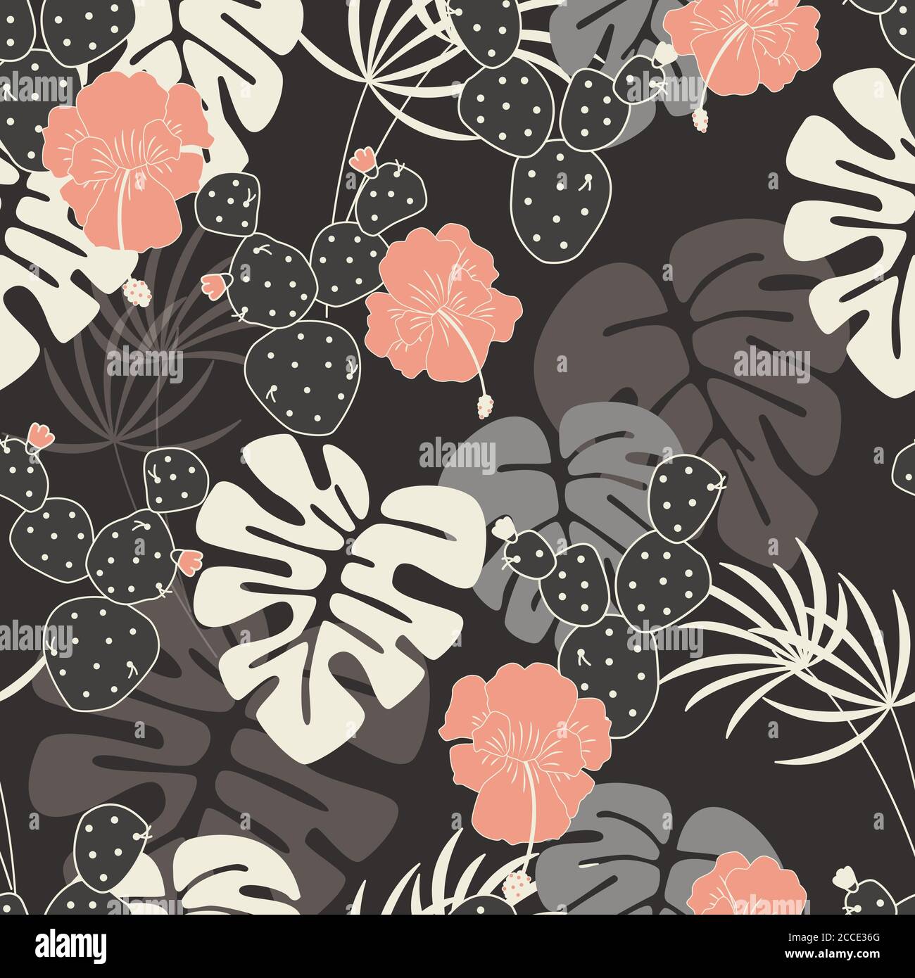 Monstera palm leaves plants Stock Vector Images - Alamy