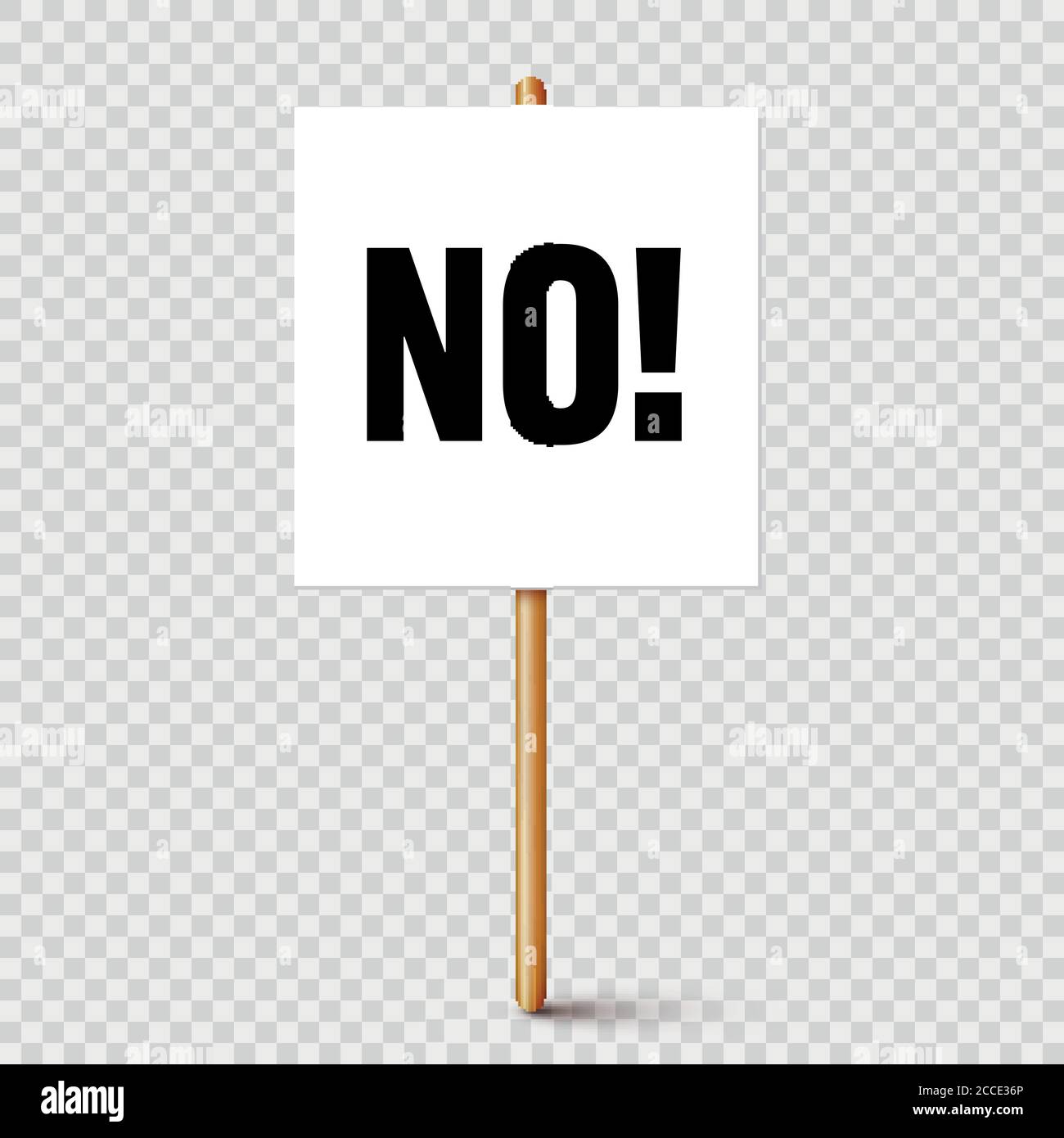 Protest sign with slogan on wooden holder. Realistic vector ...