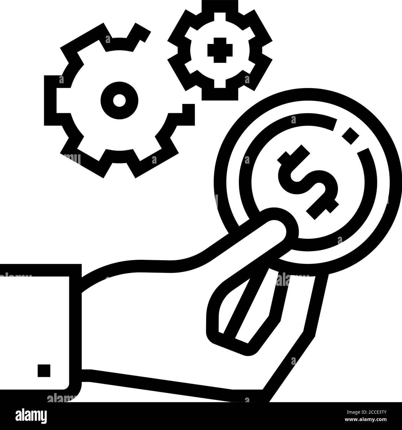 hand hold coin pay for work line icon vector illustration Stock Vector ...