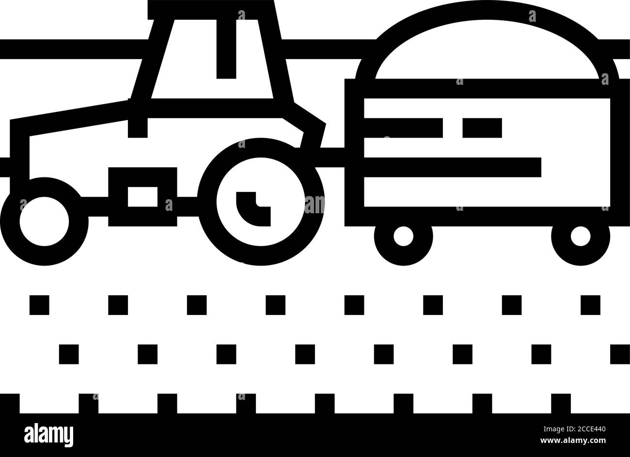 tractor with harvest on field line icon vector illustration Stock ...