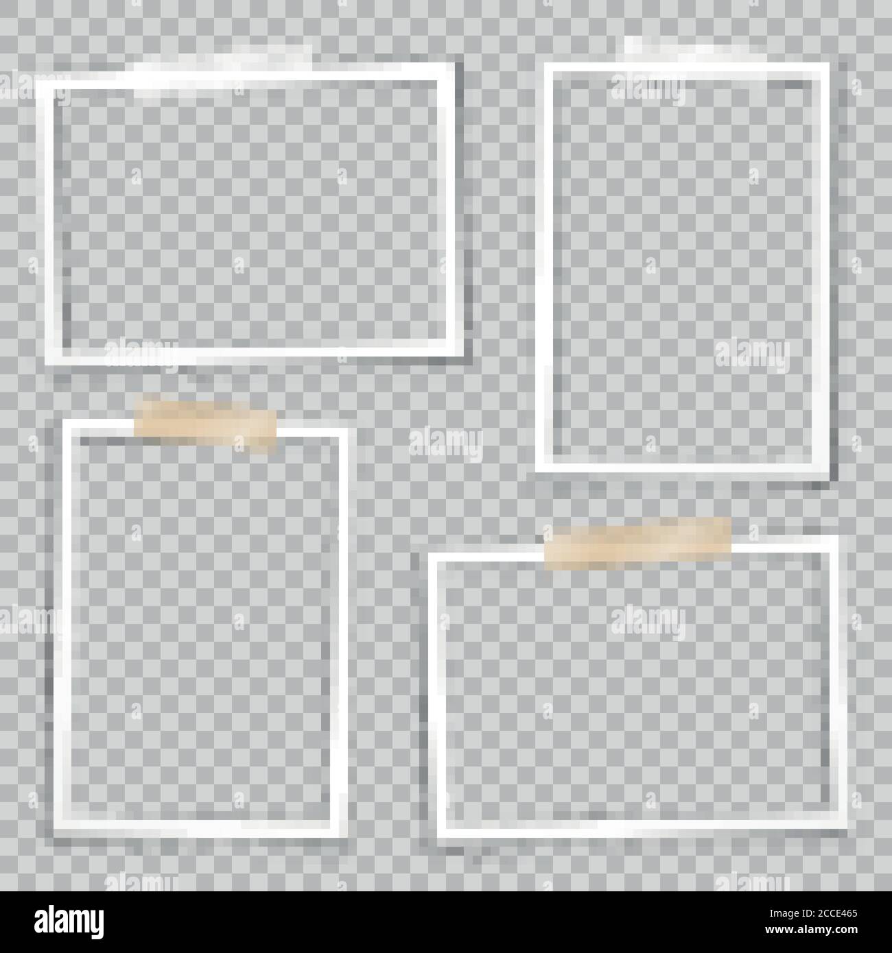 Realistic empty photo card frame, film set. Retro vintage photograph ...