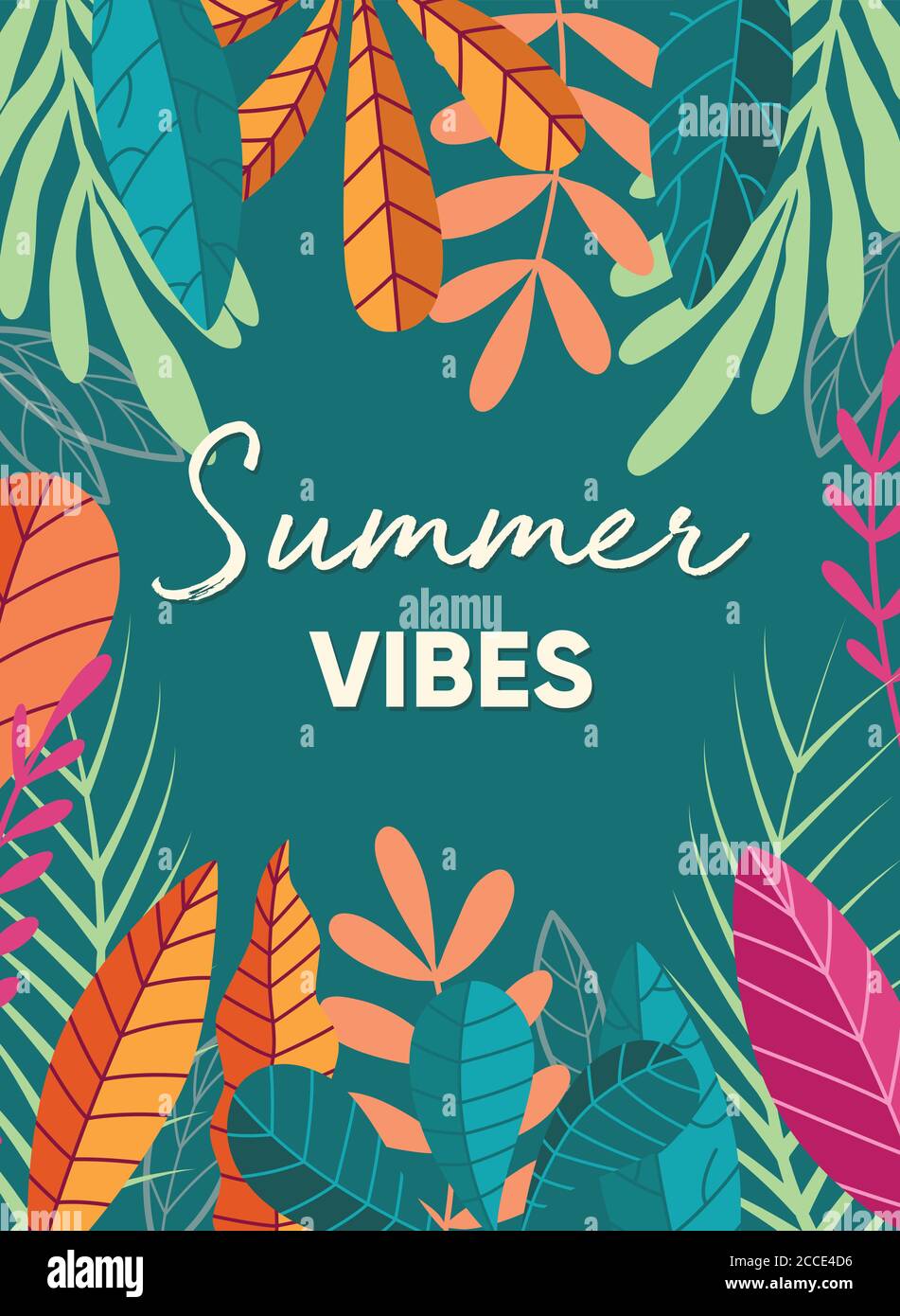 Tropical plant poster design with summer vibes typography slogan and ...