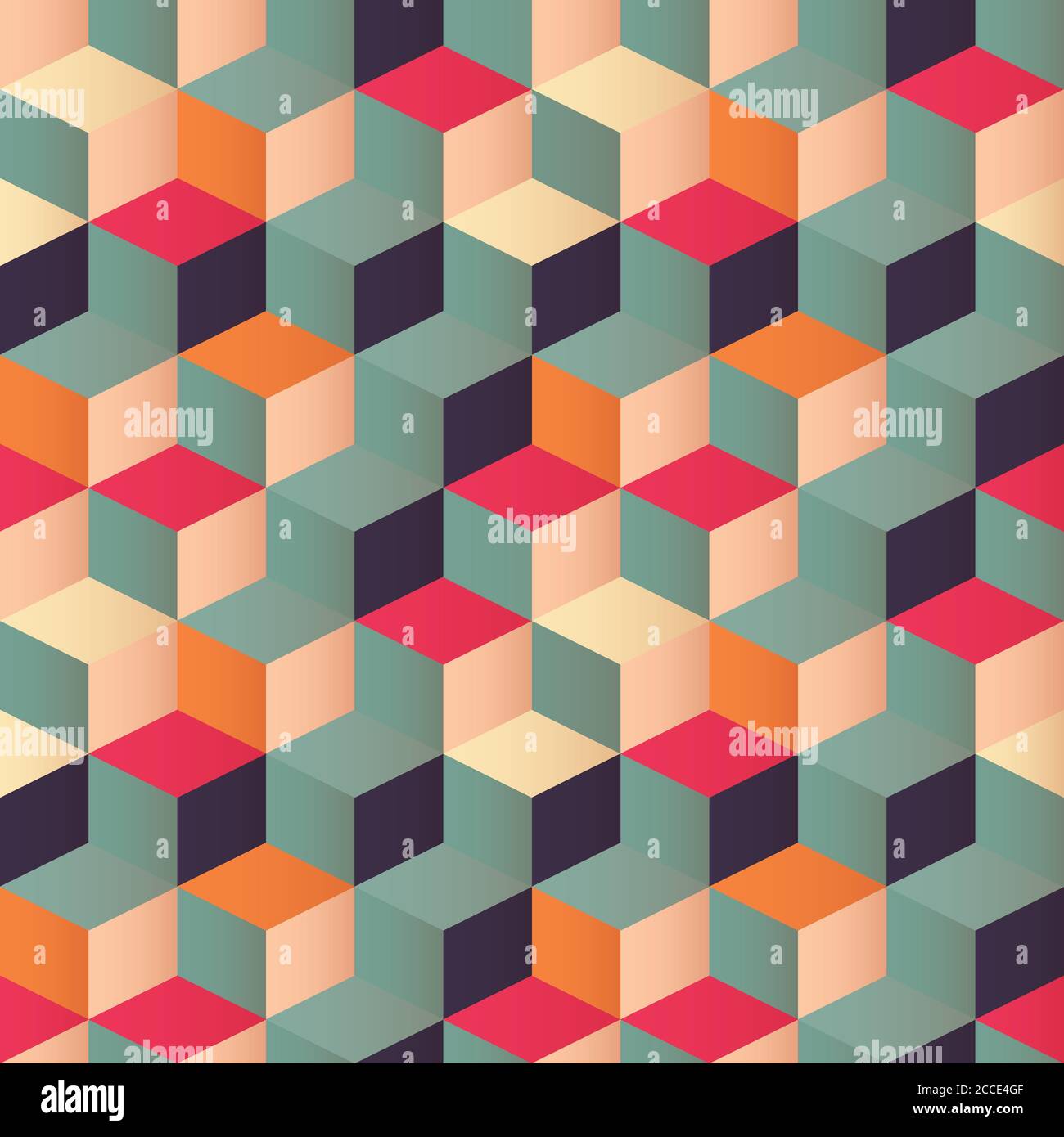 Geometric seamless pattern with colorful squares in retro design ...
