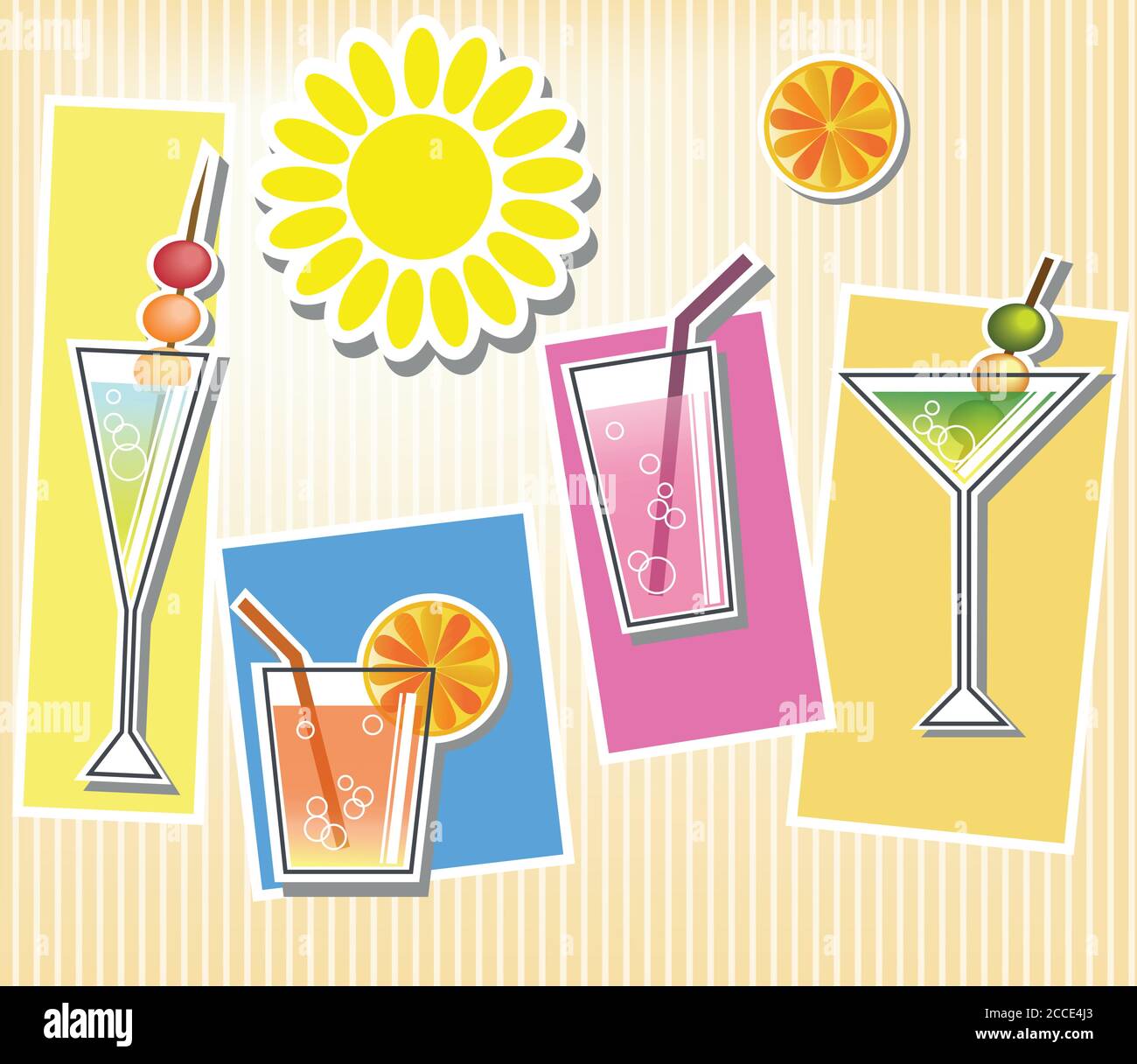 Cocktails on beach palm tree Stock Vector Images - Alamy