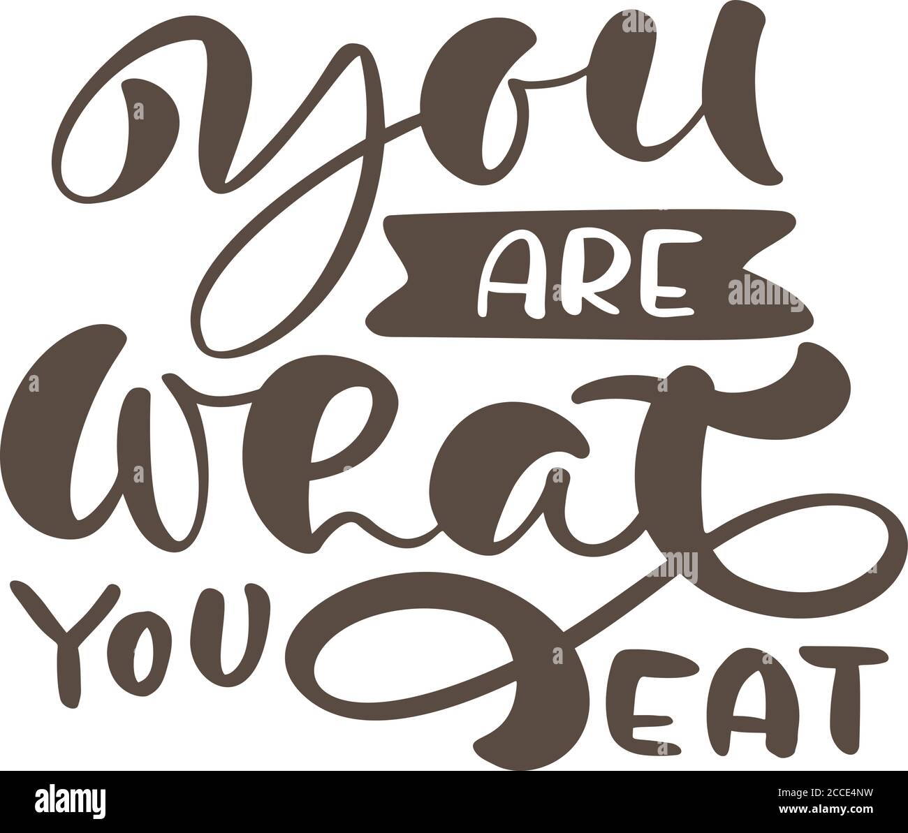 You are what you eat hand drawn modern ink brush calligraphy ...
