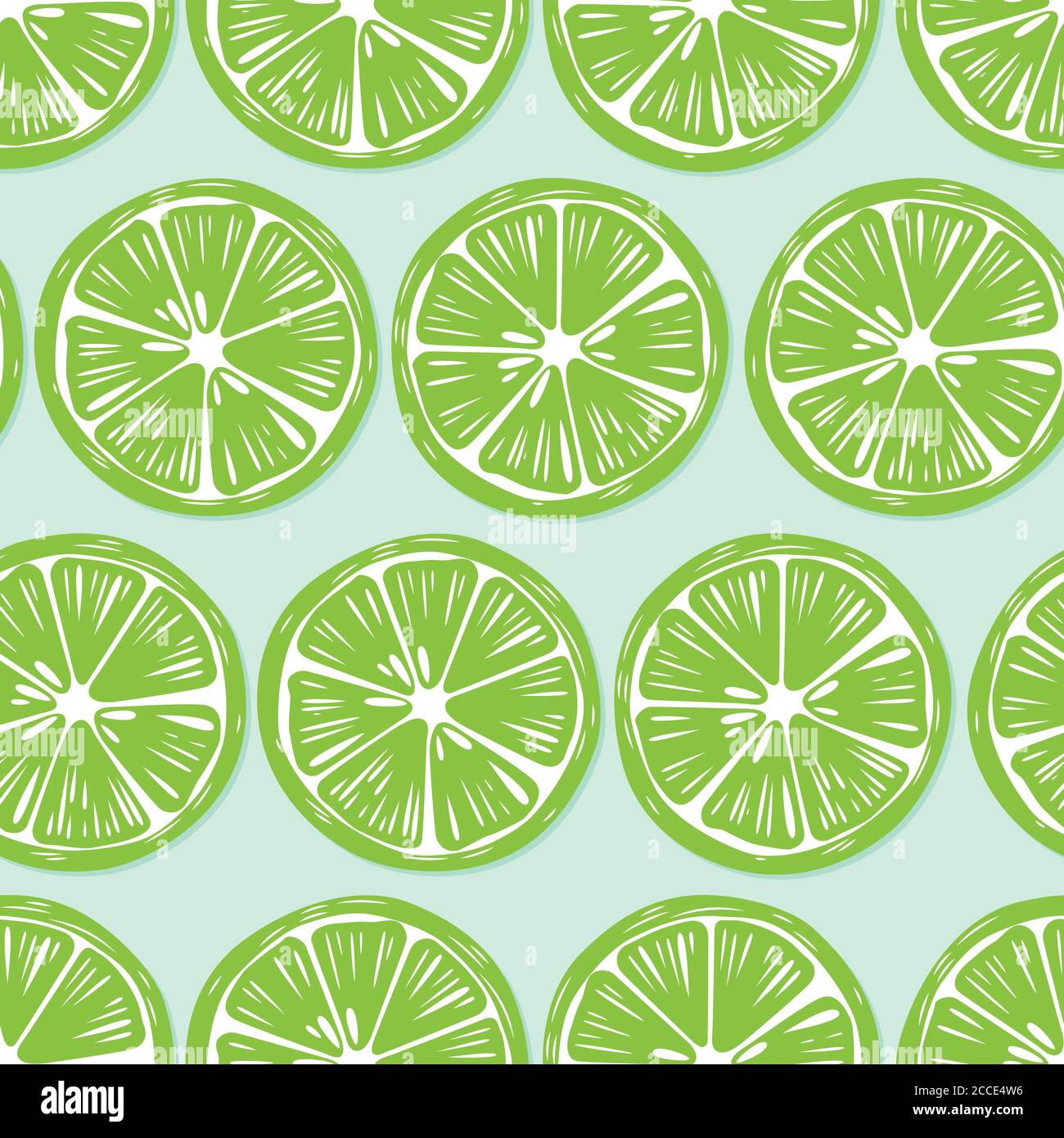 Fruit seamless pattern, lime slices with shadow on bright blue ...