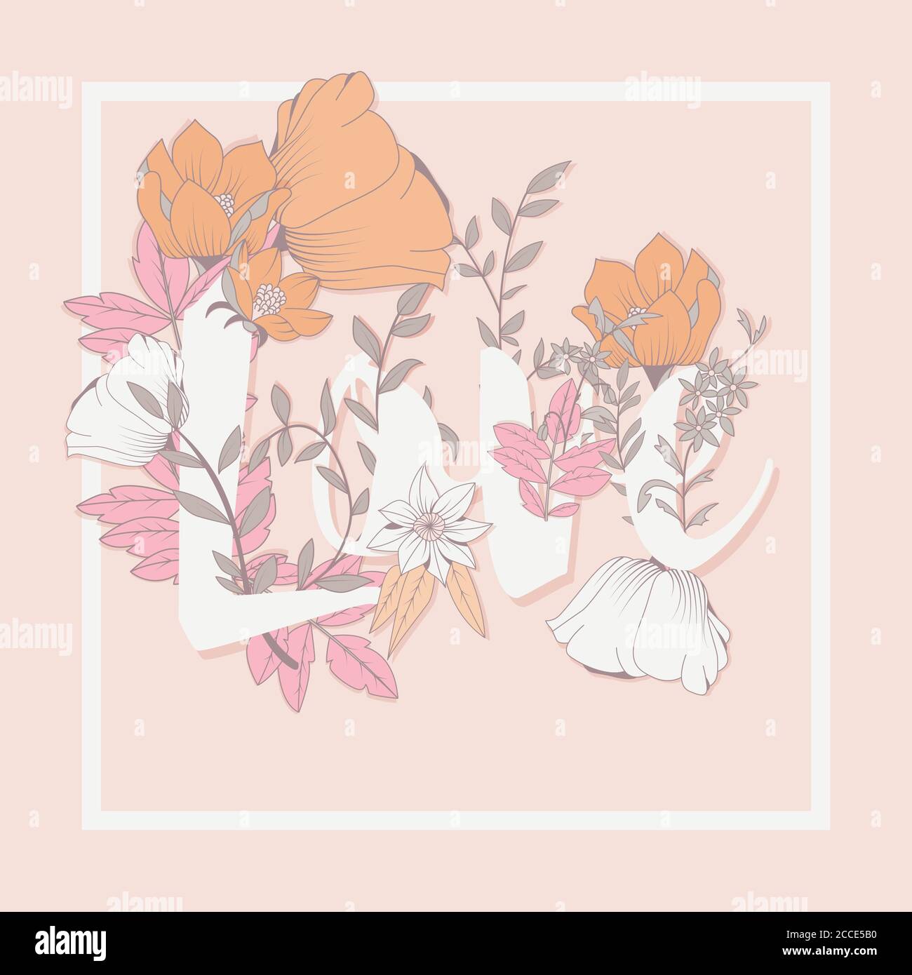 Flowers typography poster design, text and florals combined, hand drawn ...