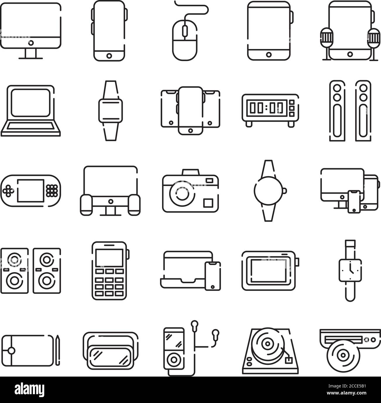bundle of twenty five devices electronics set icons vector illustration ...