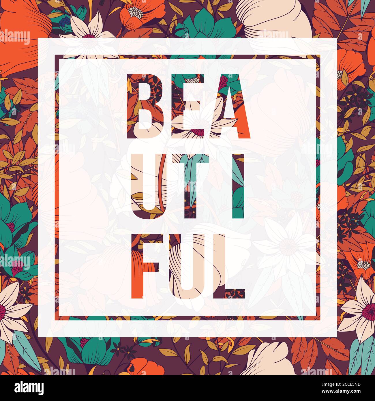 Flowers typography poster design, text and florals combined, word ...