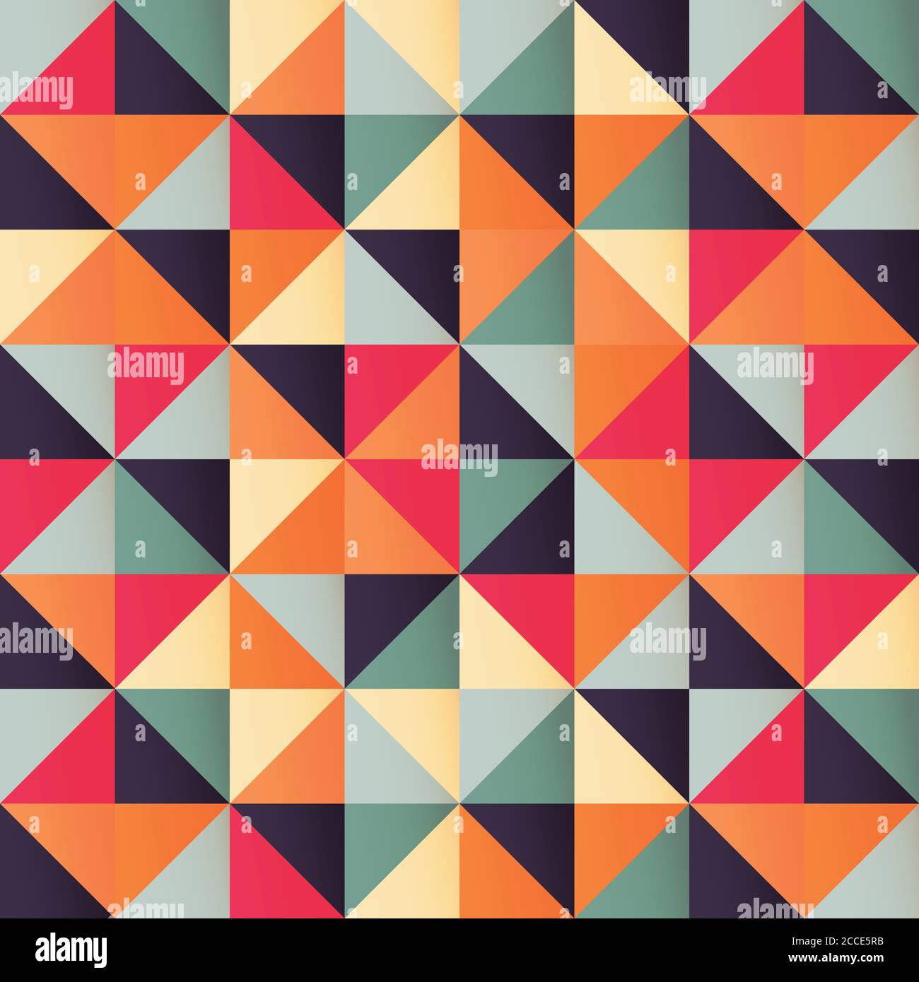 Geometric seamless pattern with colorful triangles in retro design ...
