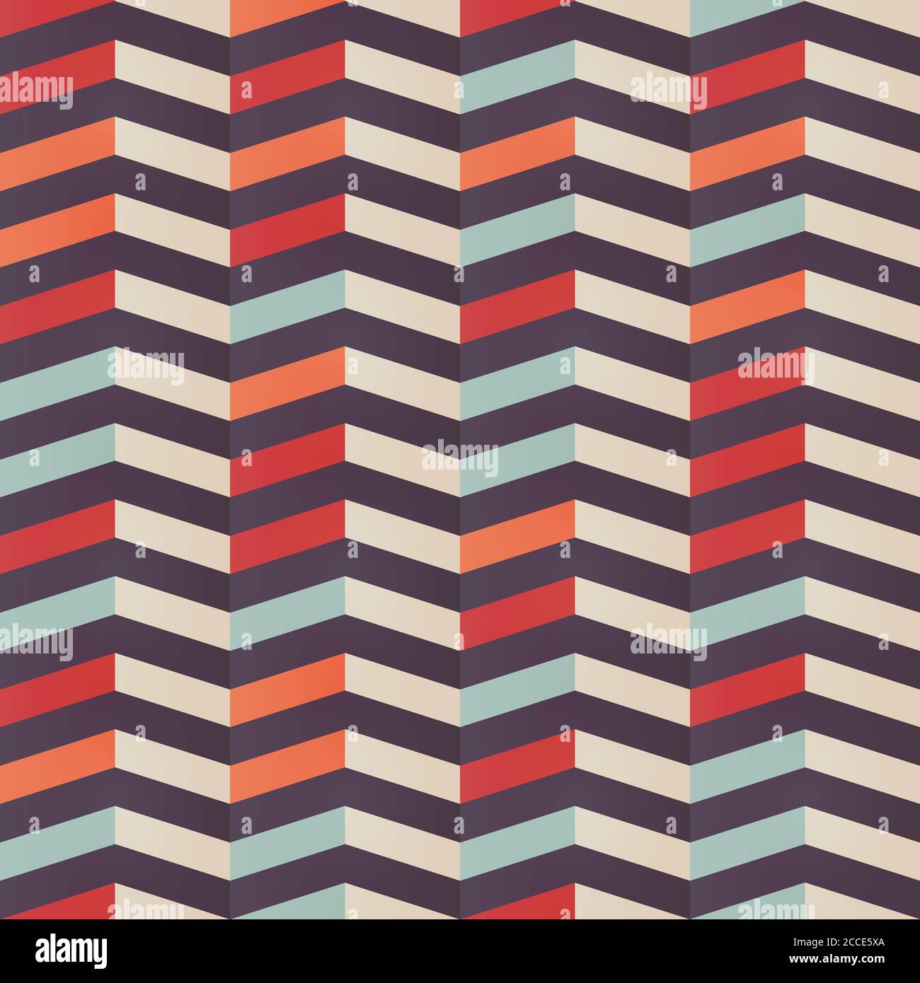 Geometric seamless chevron pattern in retro colors, vector illustration ...