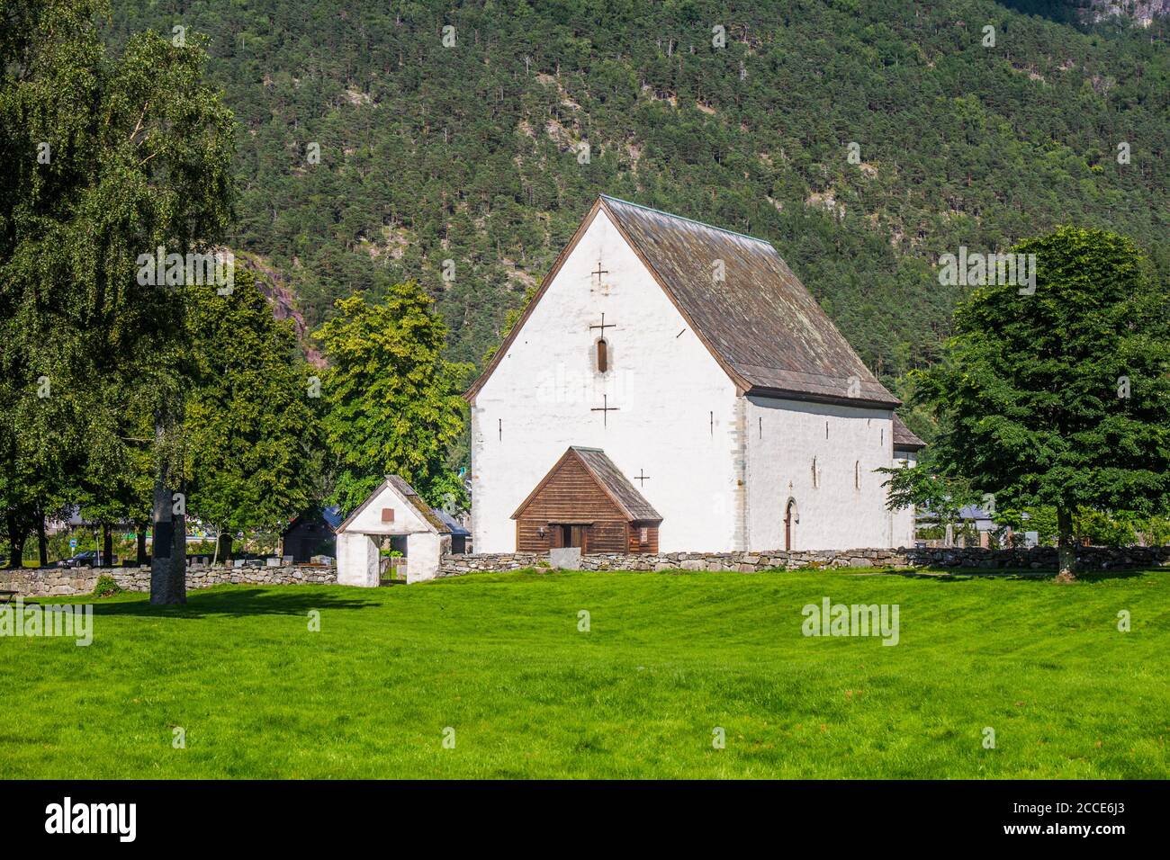 Antique traditional norwegian church. Kinsarvik village. Visit Norway ...