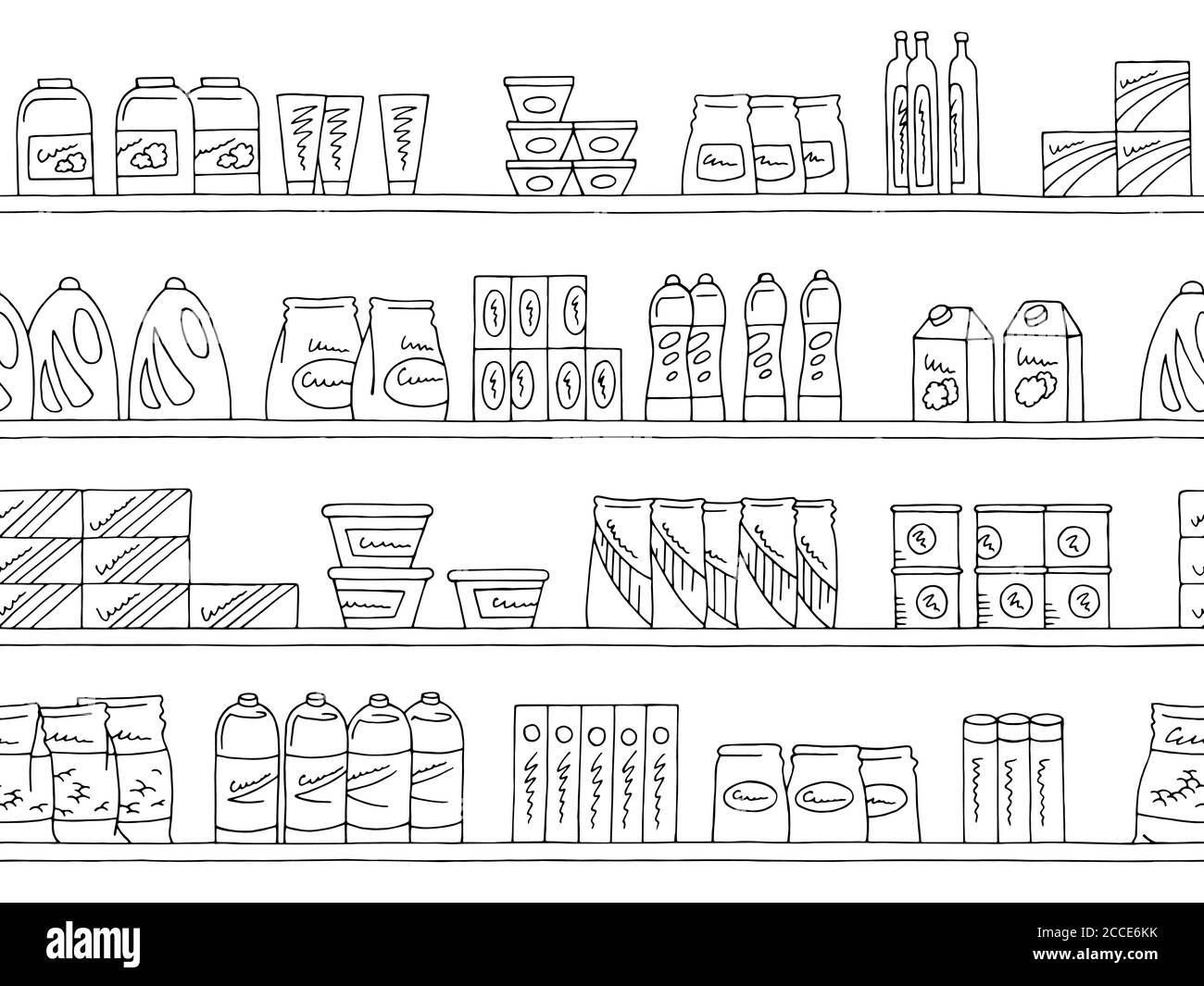 Shelves graphic seamless pattern black white background sketch ...