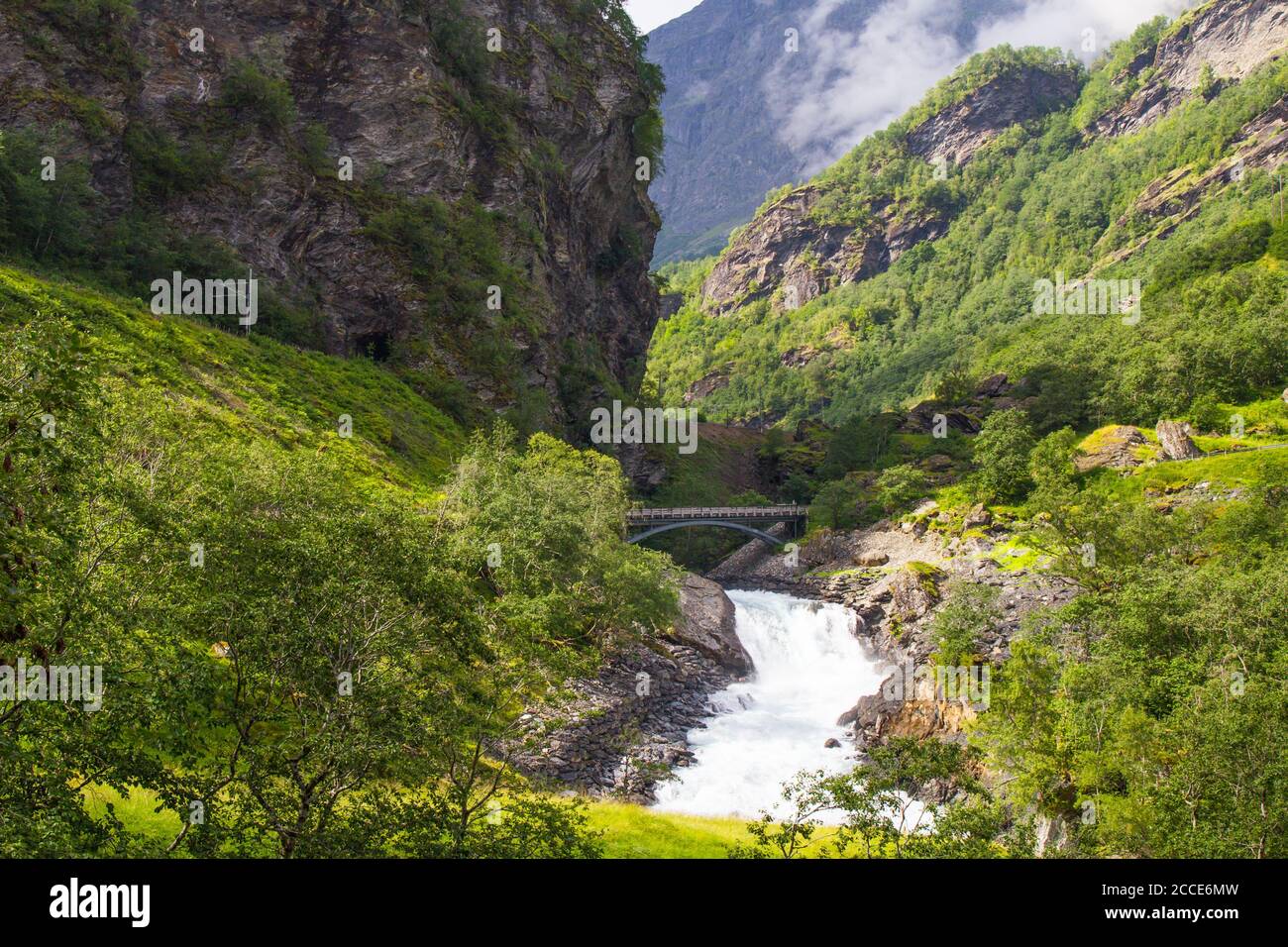 Giant Kjosfossen waterfall by the Flam to Myrdal Railway Line Norway ...