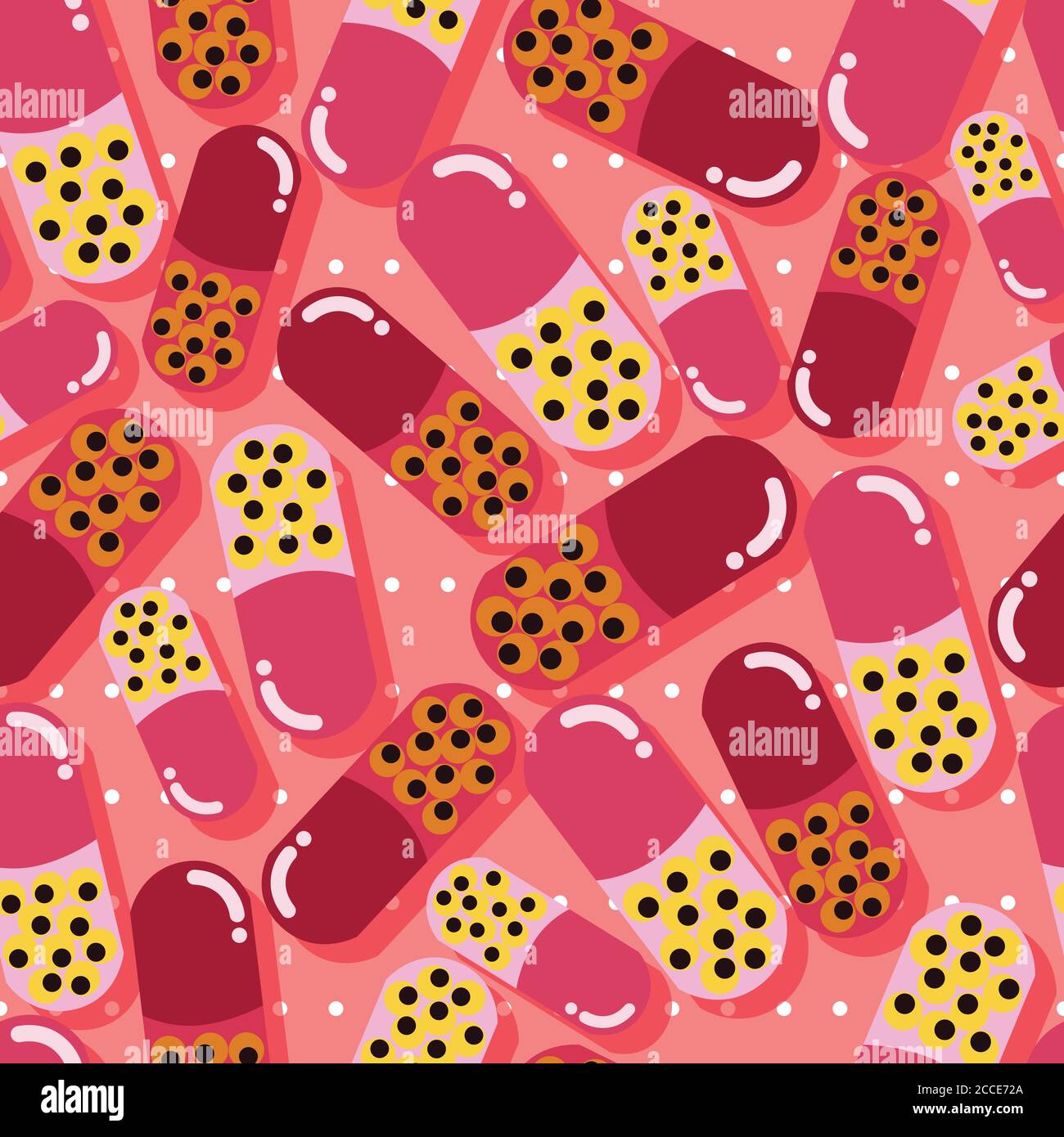 Pills and capsules seamless pattern, pop modern design, bold colors and ...