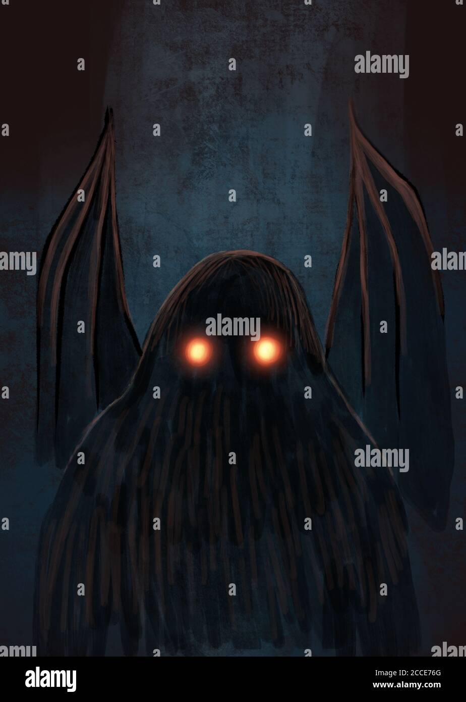 Illustration of MOTHMAN Stock Photo - Alamy