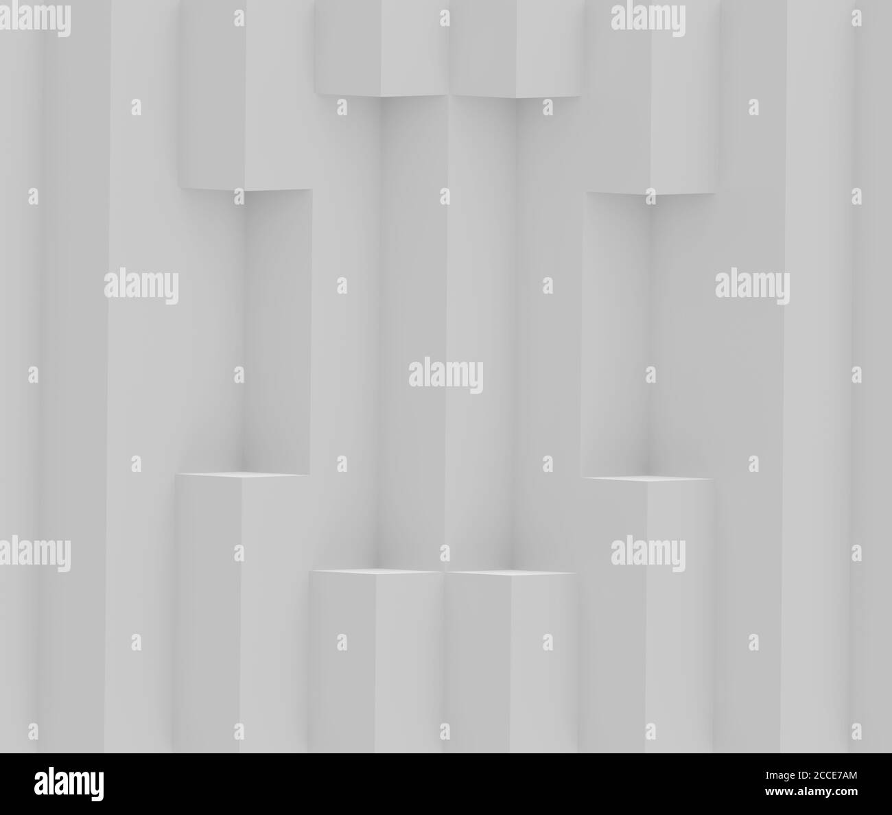 Geometric stand, gray shelves for products, 3d render Stock Photo - Alamy