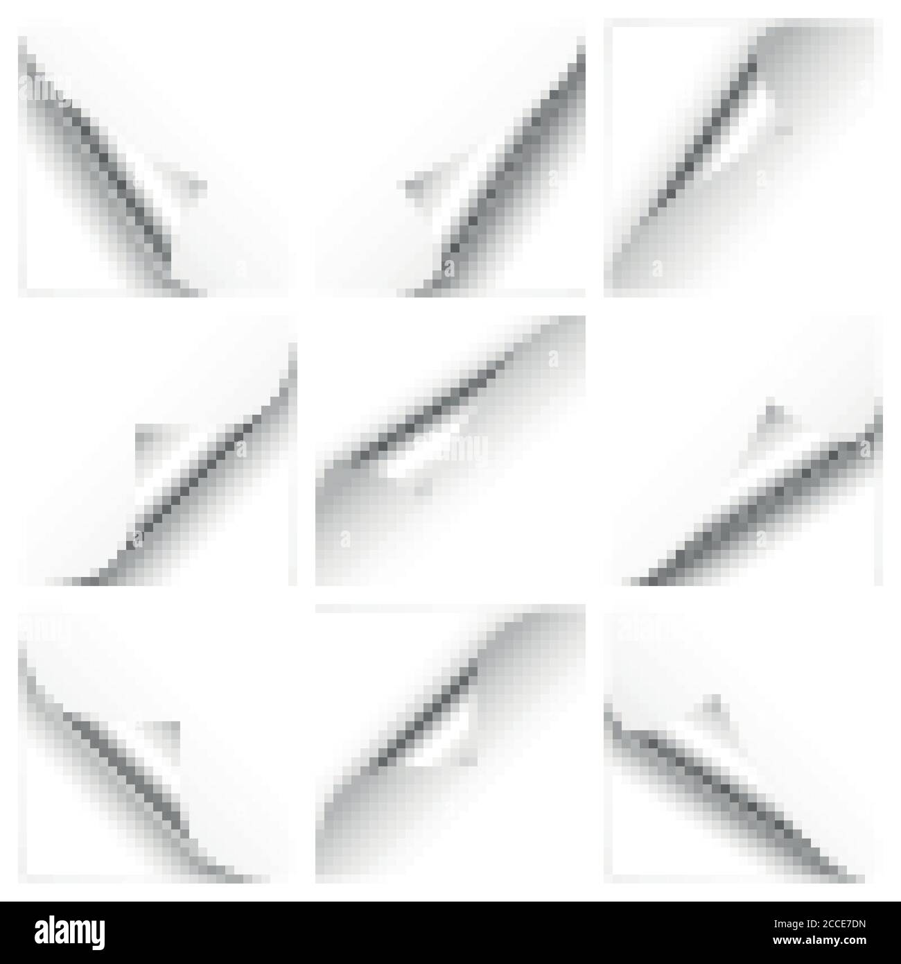 Realistic silver curled page corner set. Greeting card design element ...