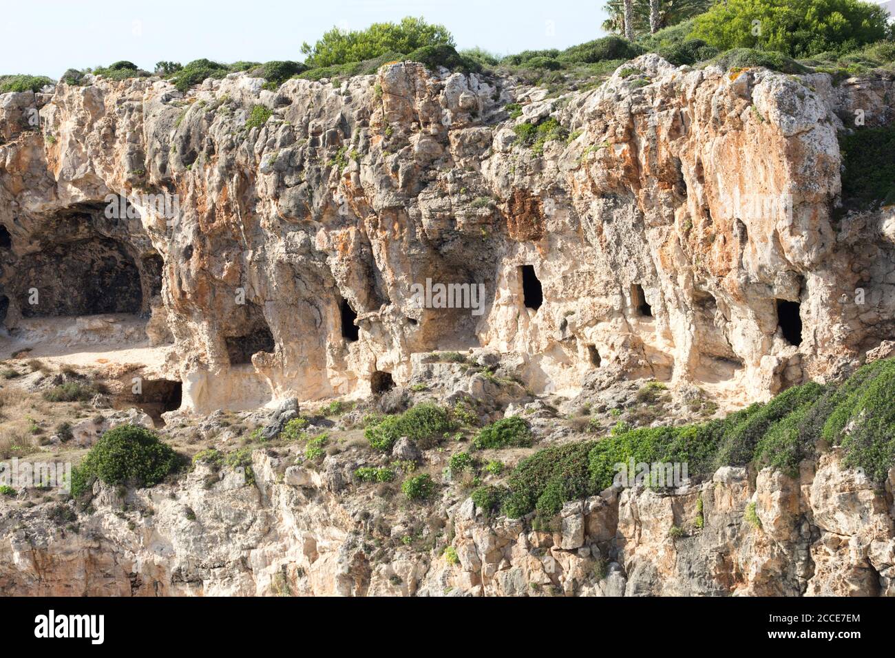 Caves, Es Canutells, Menorca Stock Photo - Alamy