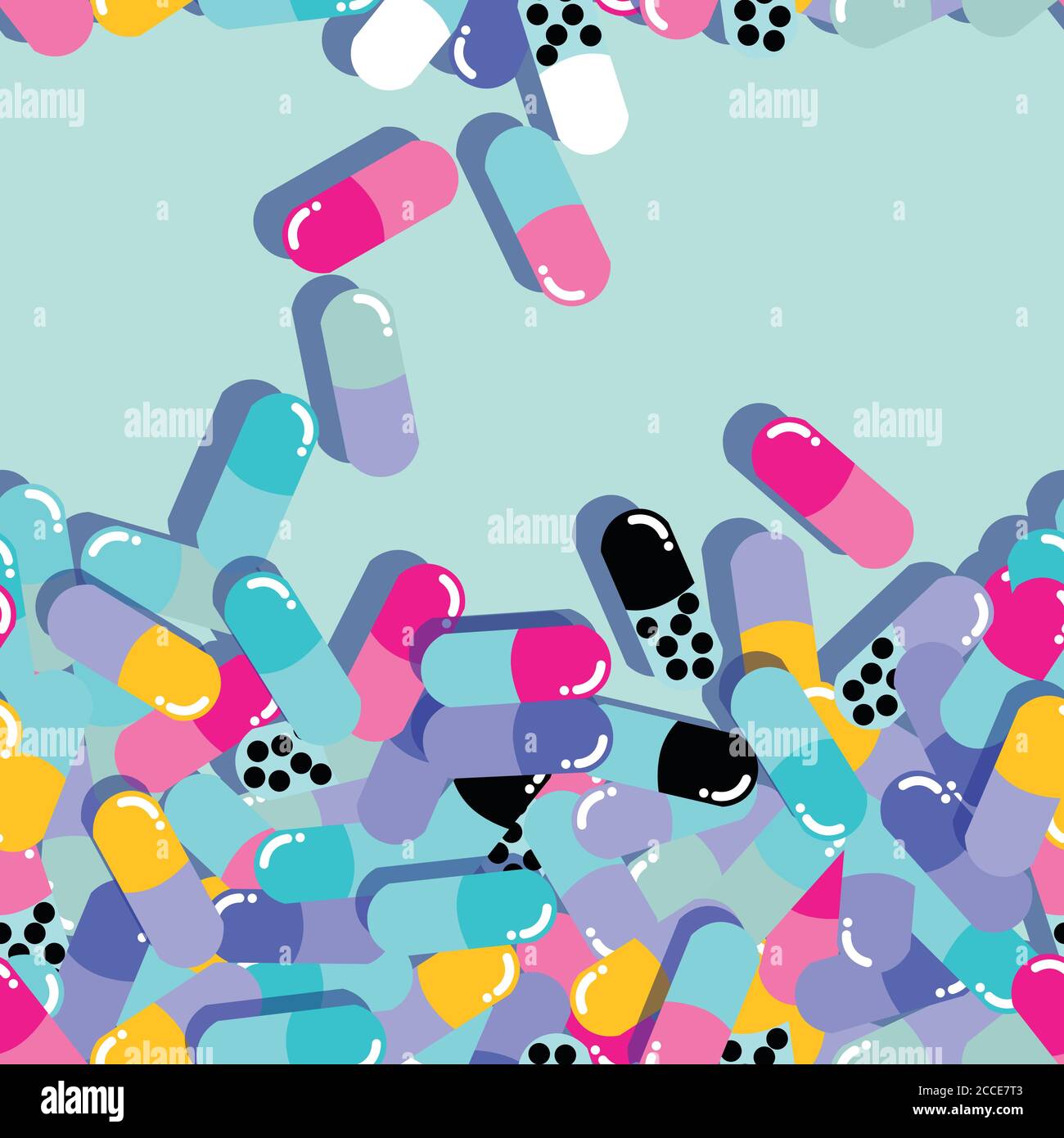 Pills and capsules seamless pattern, pop modern design, bold colors and ...