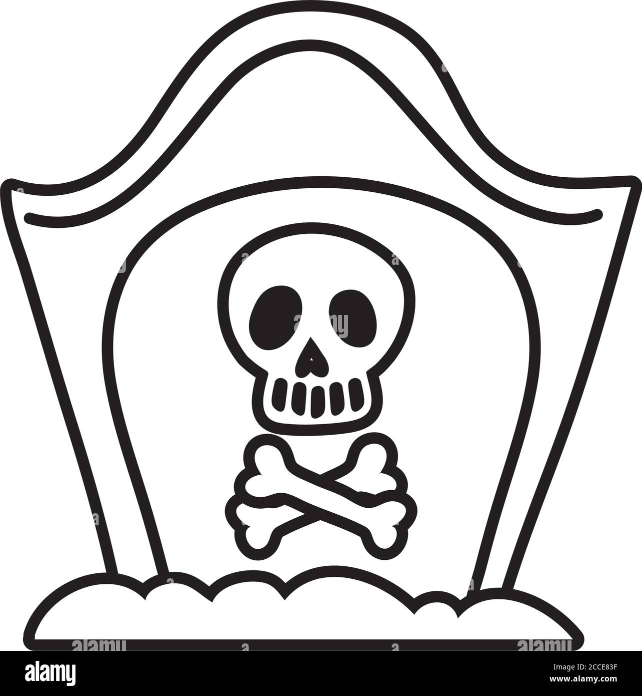 cemetery tomb with skull line style icon vector illustration design ...