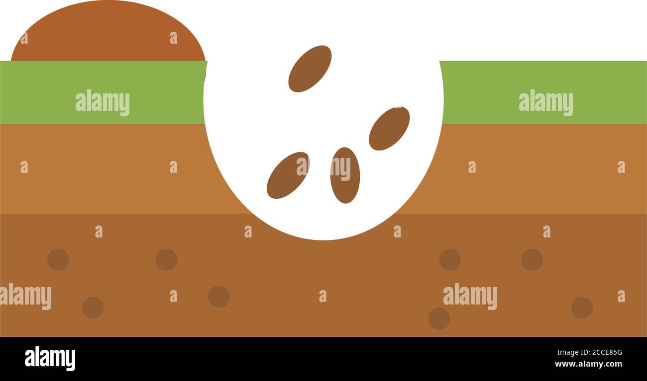agriculture and farming seed falling in hole on ground flat icon style ...