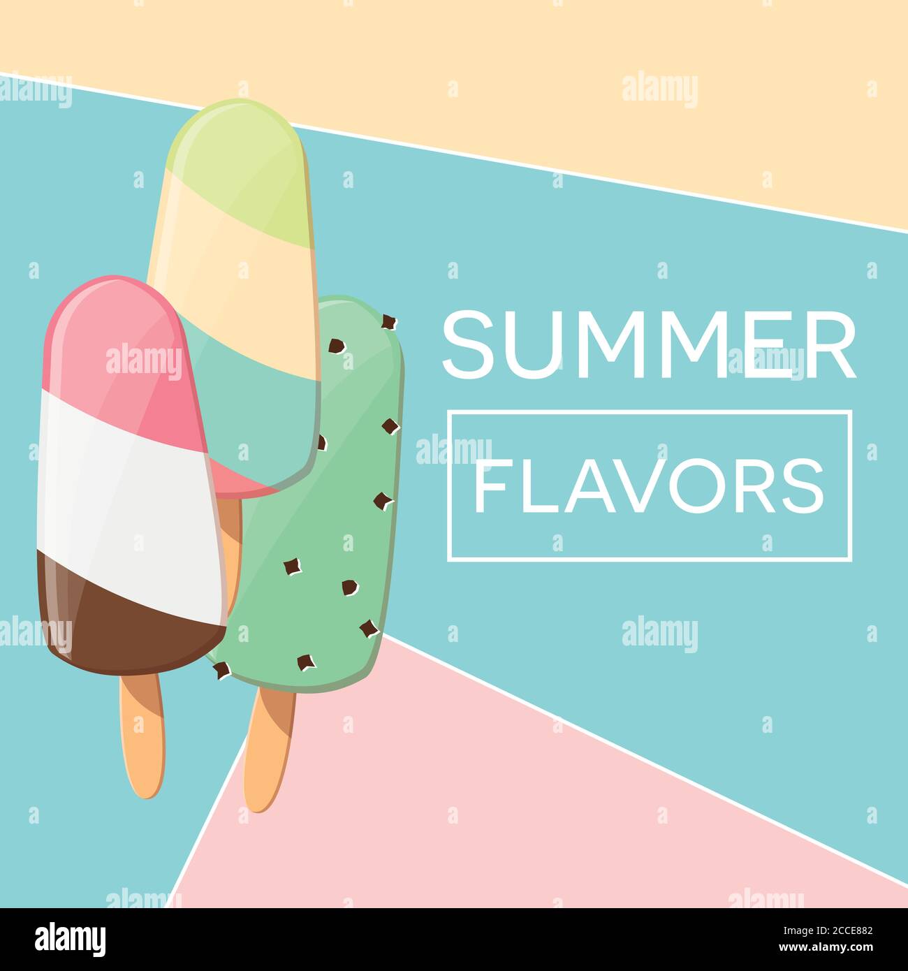 Modern typographic summer poster design with ice cream and geometric ...