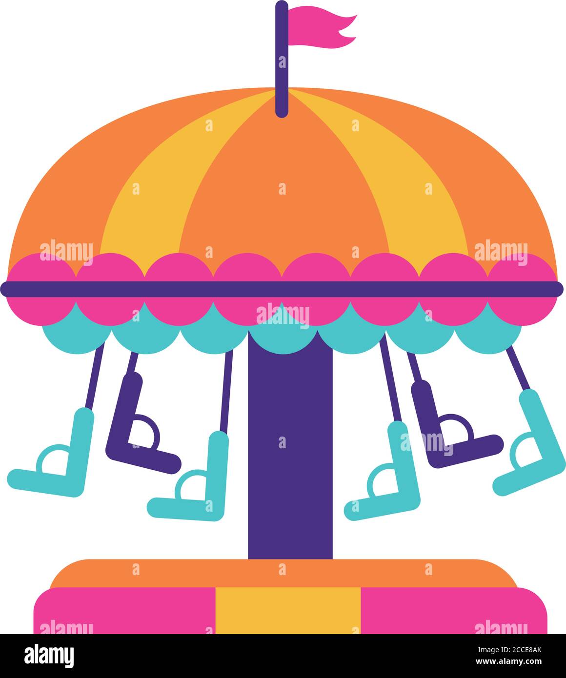 chairs flying mechanical fairground attraction flat style vector ...