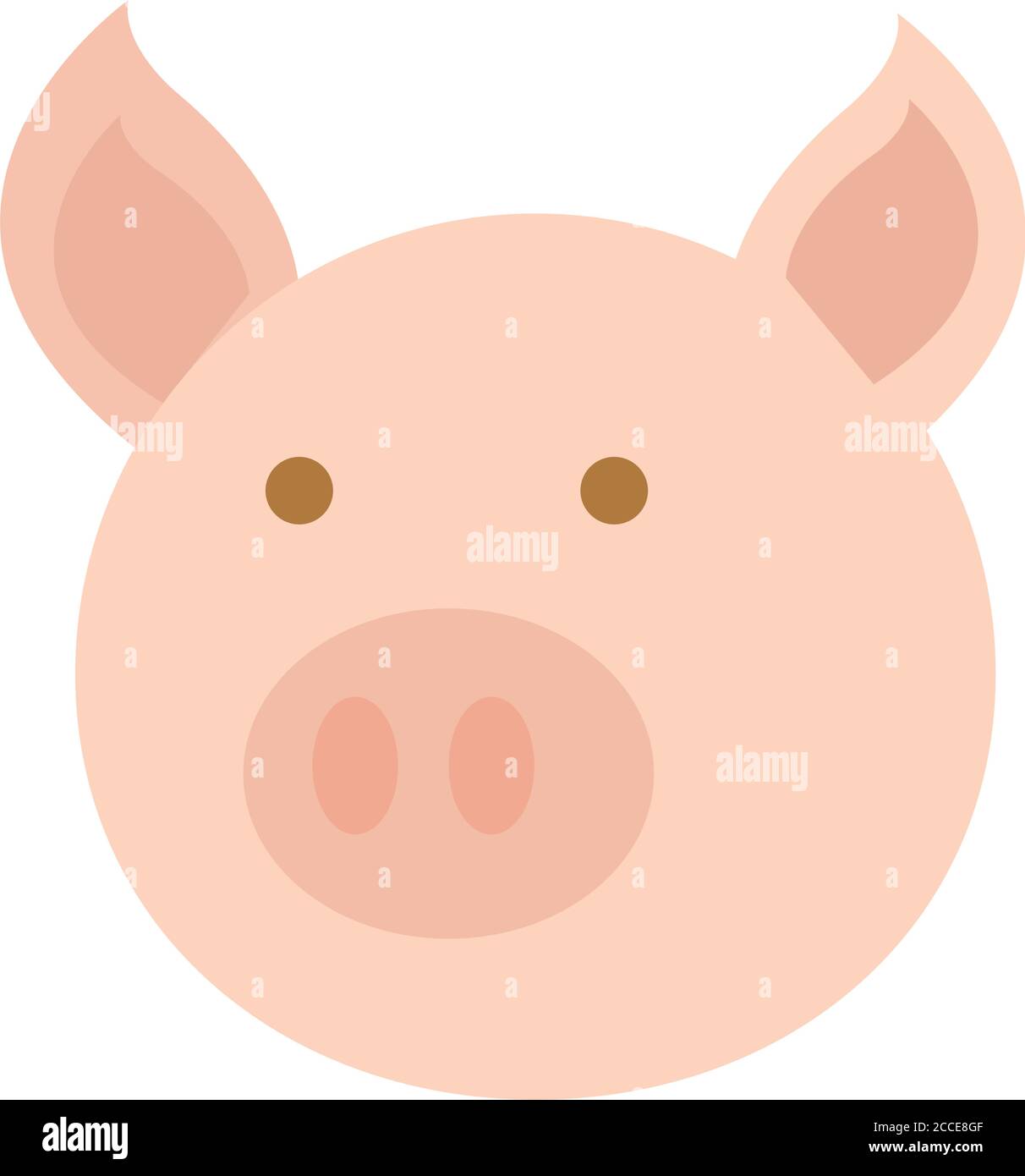 agriculture farm pig animal head cartoon flat icon style vector ...