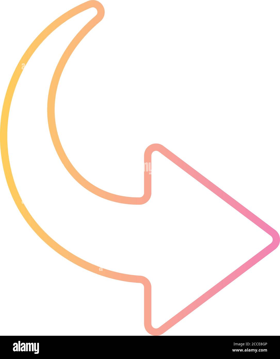 curved right arrow gradient style icon design of direction web forward ...