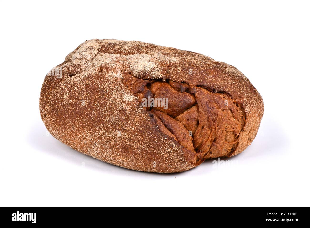 Freshly baked loaves of traditional round rye bread isolated on white ...