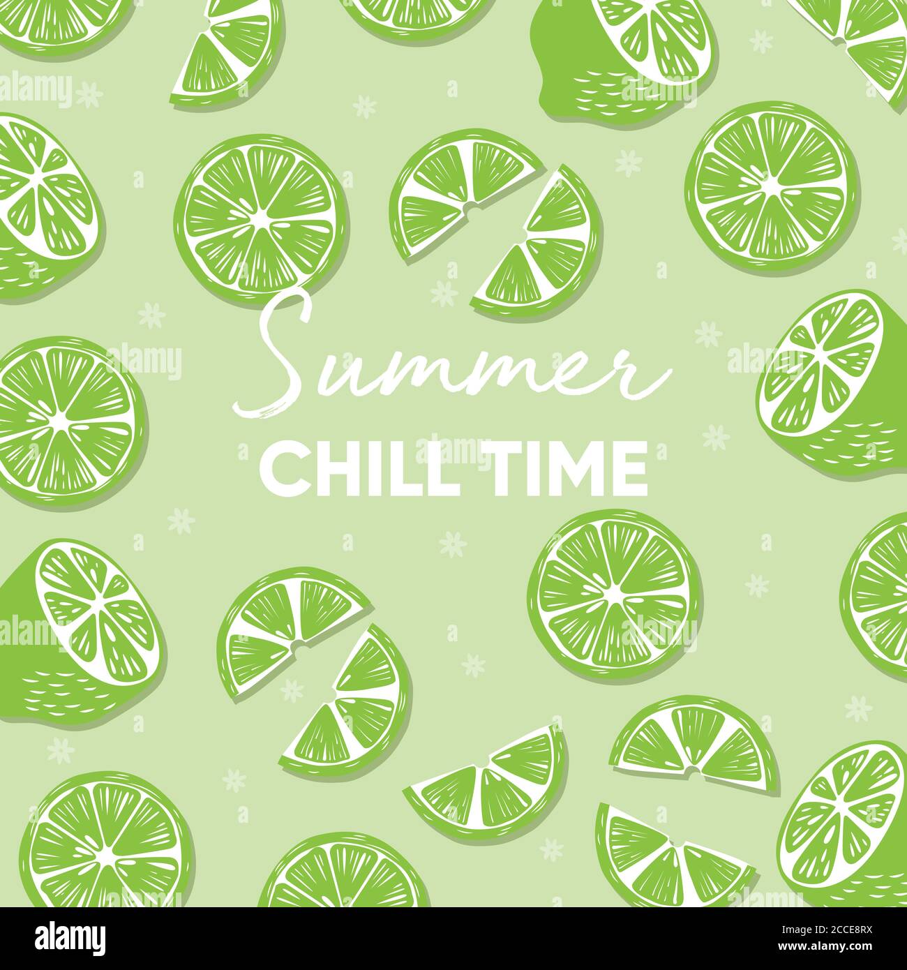 Fruit design with summer chill time typography slogan and fresh lime ...