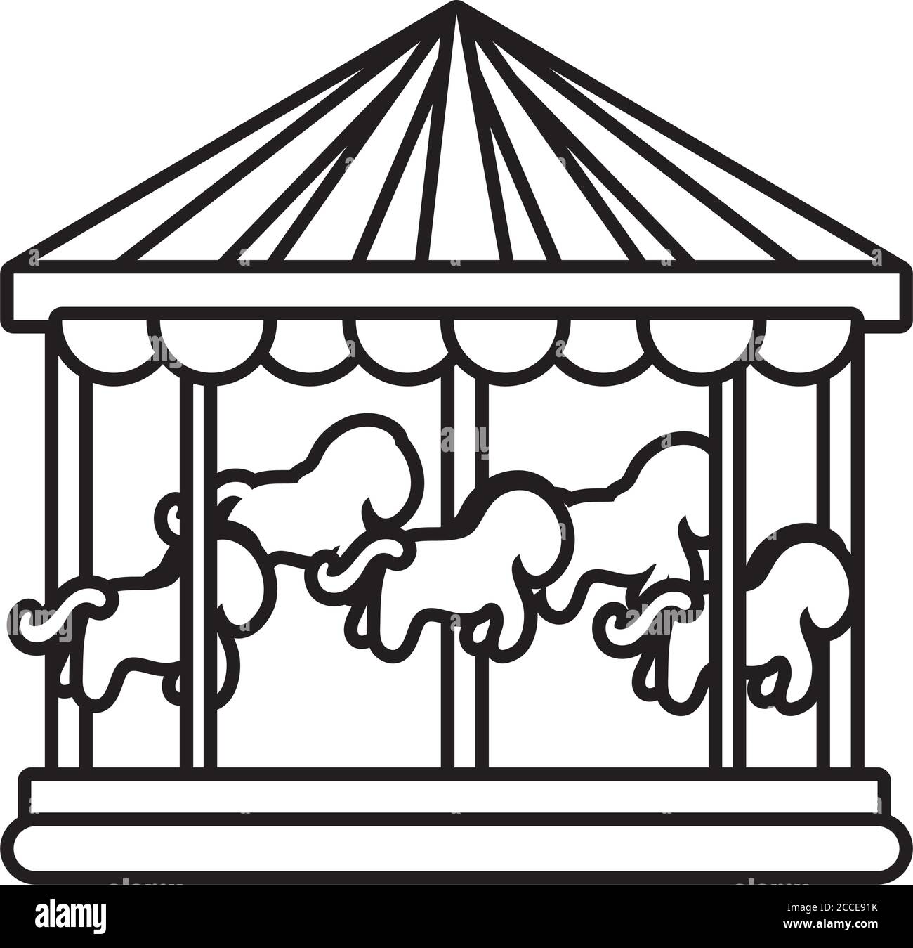 carousel mechanical fairground attraction line style icon vector ...
