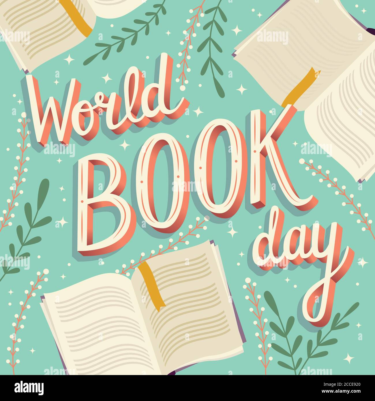 World book day, hand lettering typography modern poster design with ...