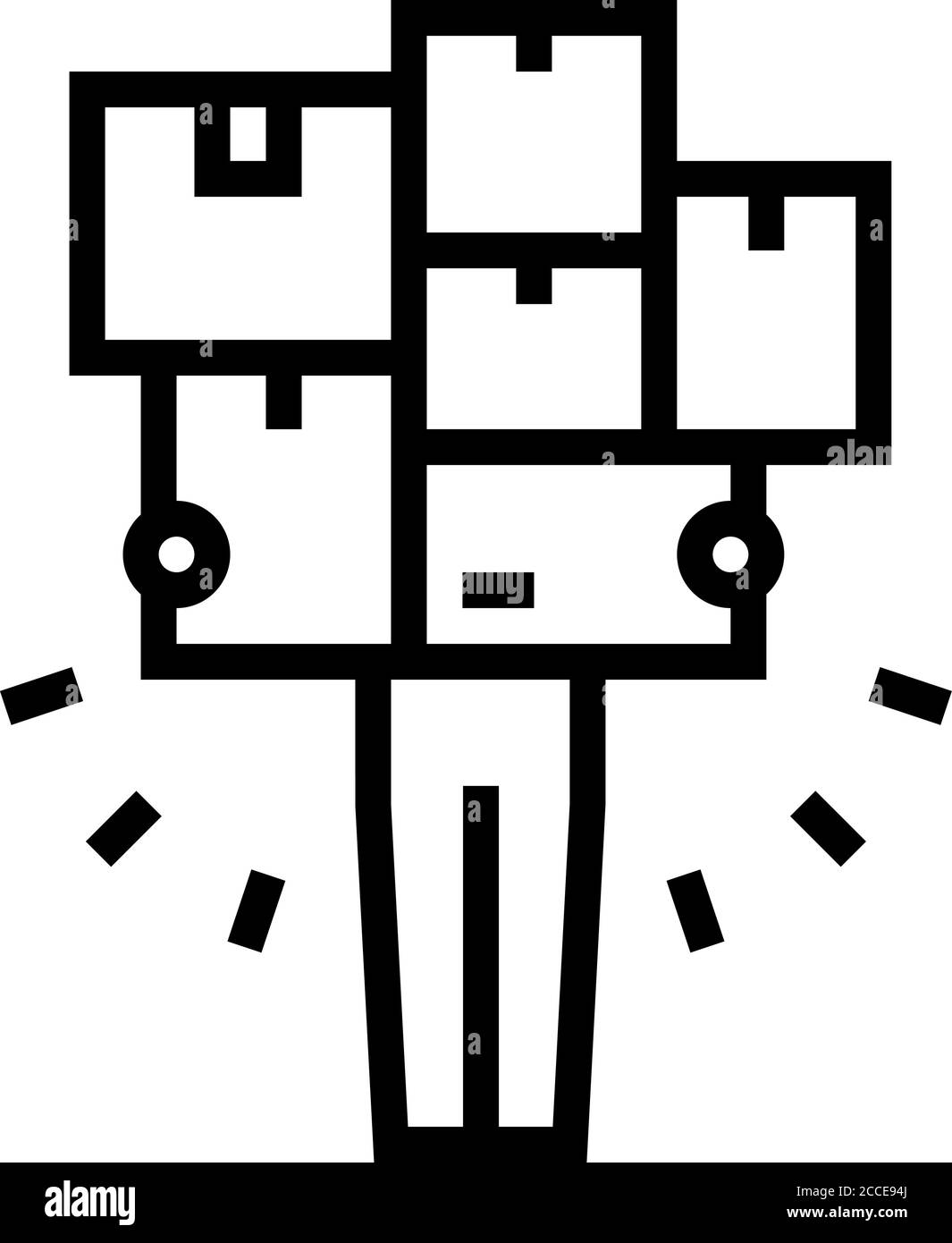 human with boxes pile line icon vector illustration Stock Vector Image ...