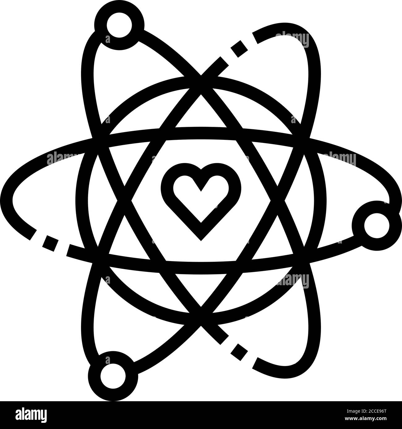 atom with heart core line icon vector illustration Stock Vector Image ...