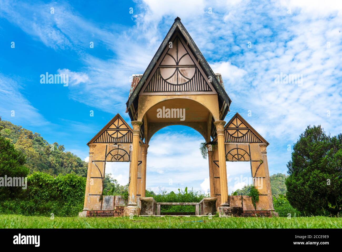 Architectural facade with columns, photo zone arch Stock Photo - Alamy