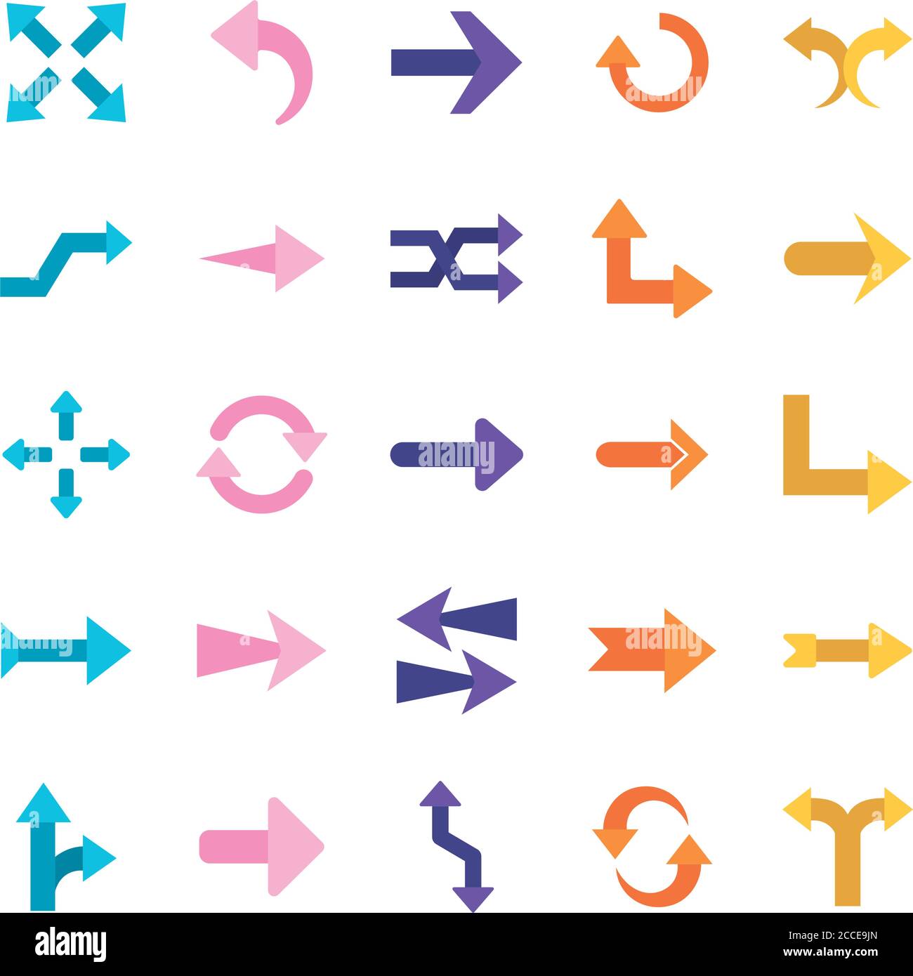 Arrows flat style symbols set design of direction web forward and ...