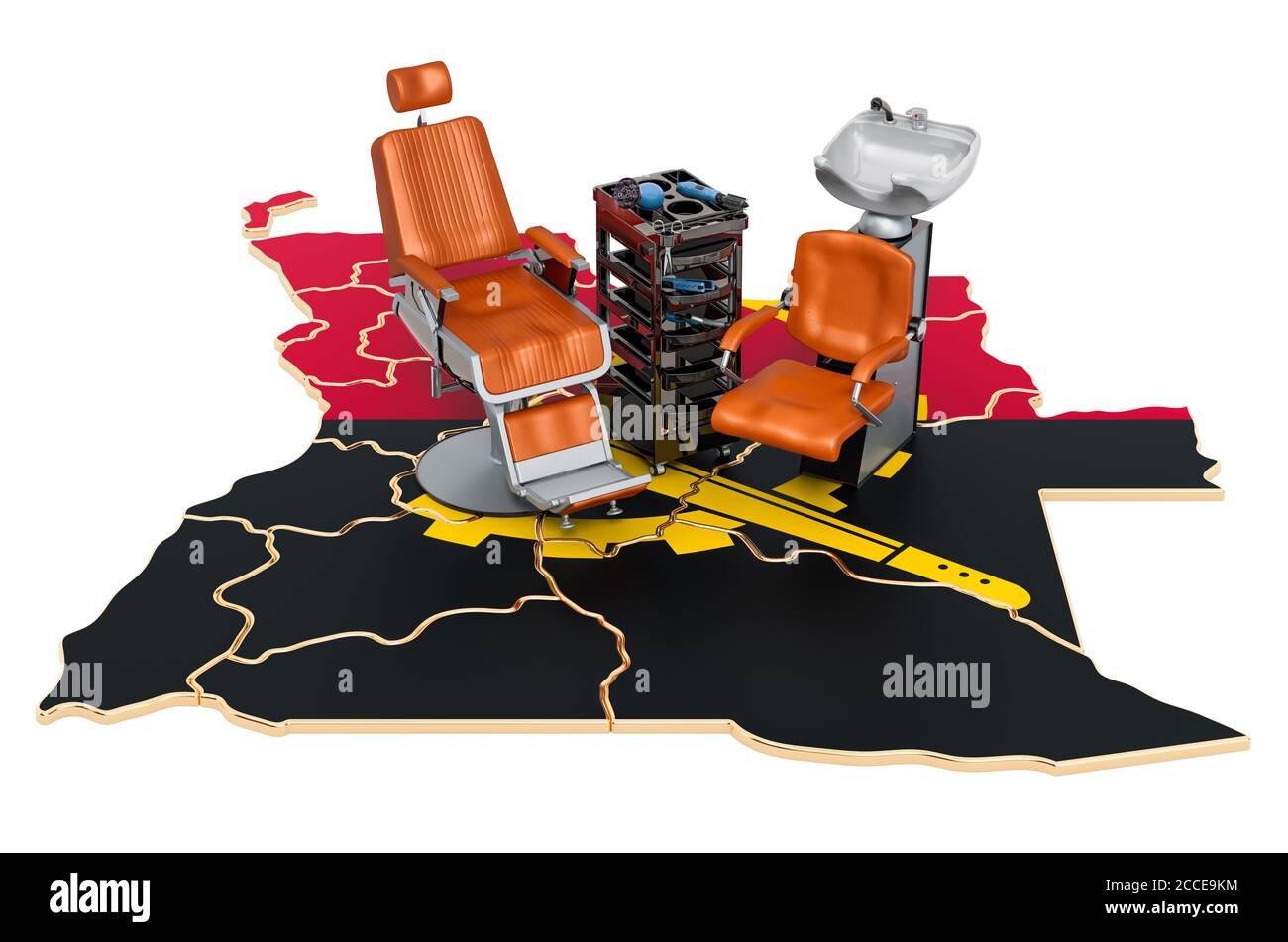 Hairdressing and barber services in Angola concept. 3D rendering ...