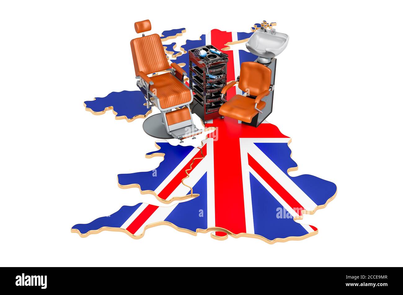 Hairdressing and barber services in the Great Britain concept. 3D ...