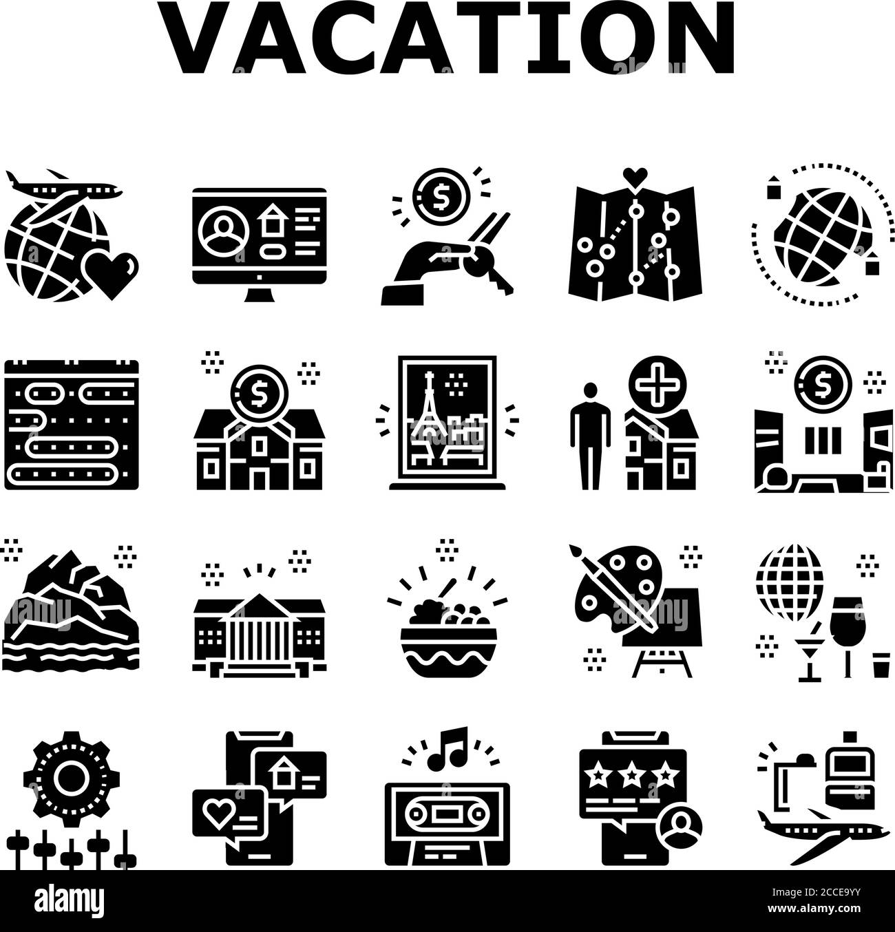 Vacation Rentals Place Collection Icons Set Vector Stock Vector Image ...