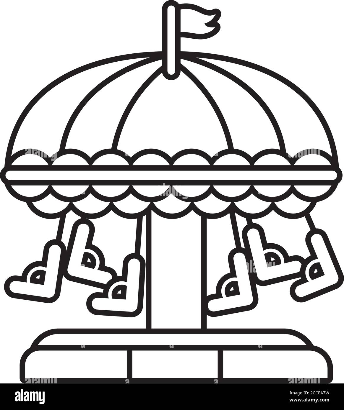 chairs flying mechanical fairground attraction line style vector ...
